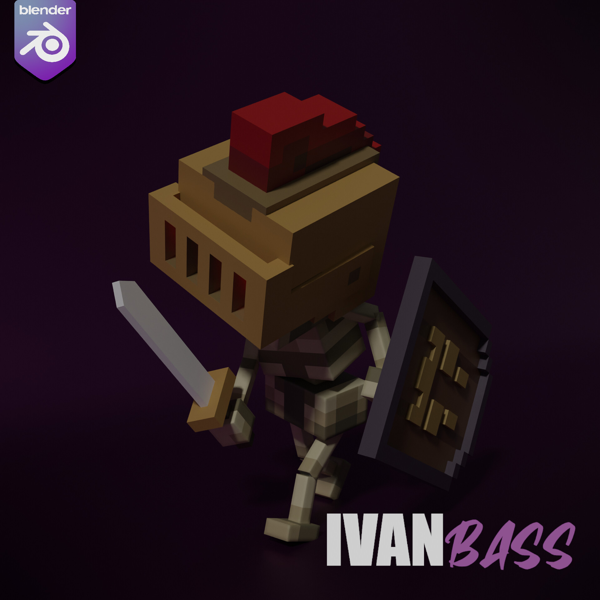 ArtStation - Blocky skeleton soldier