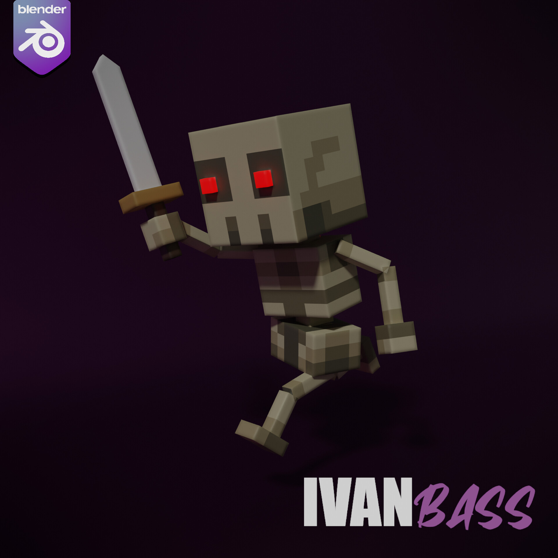 ArtStation - Blocky warrior skeleton