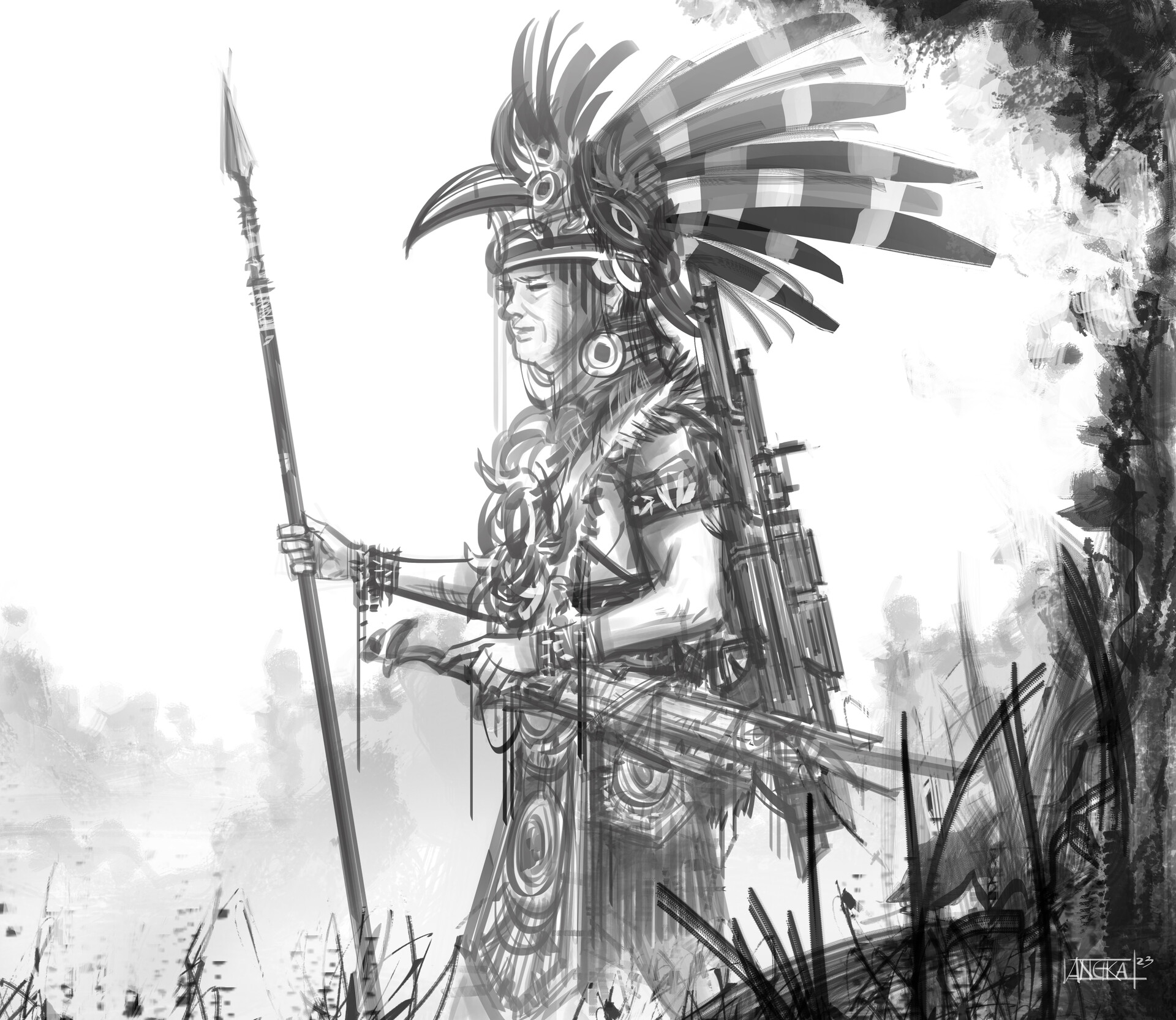 ArtStation - The Dayak Maanyan Sketch