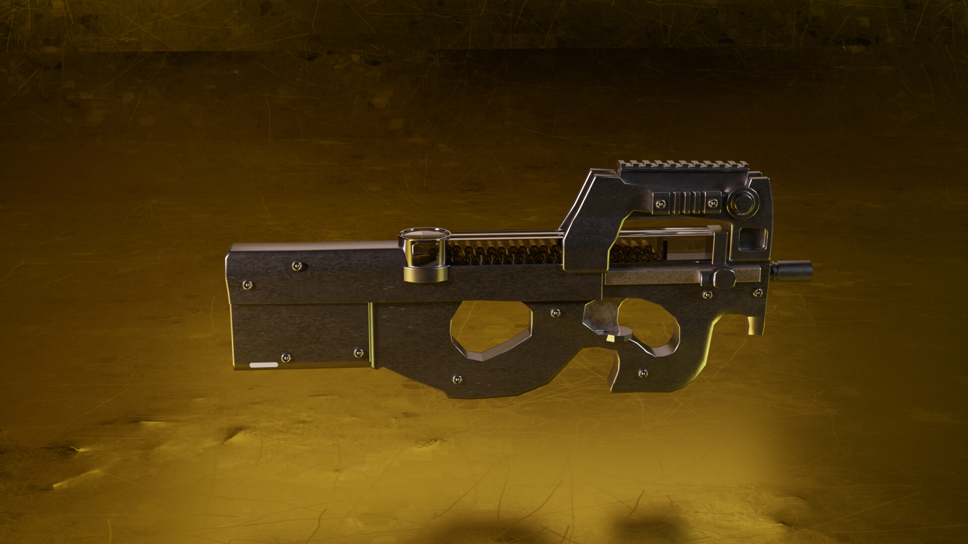 ArtStation - P-90 Weapon 3D modelling Blender