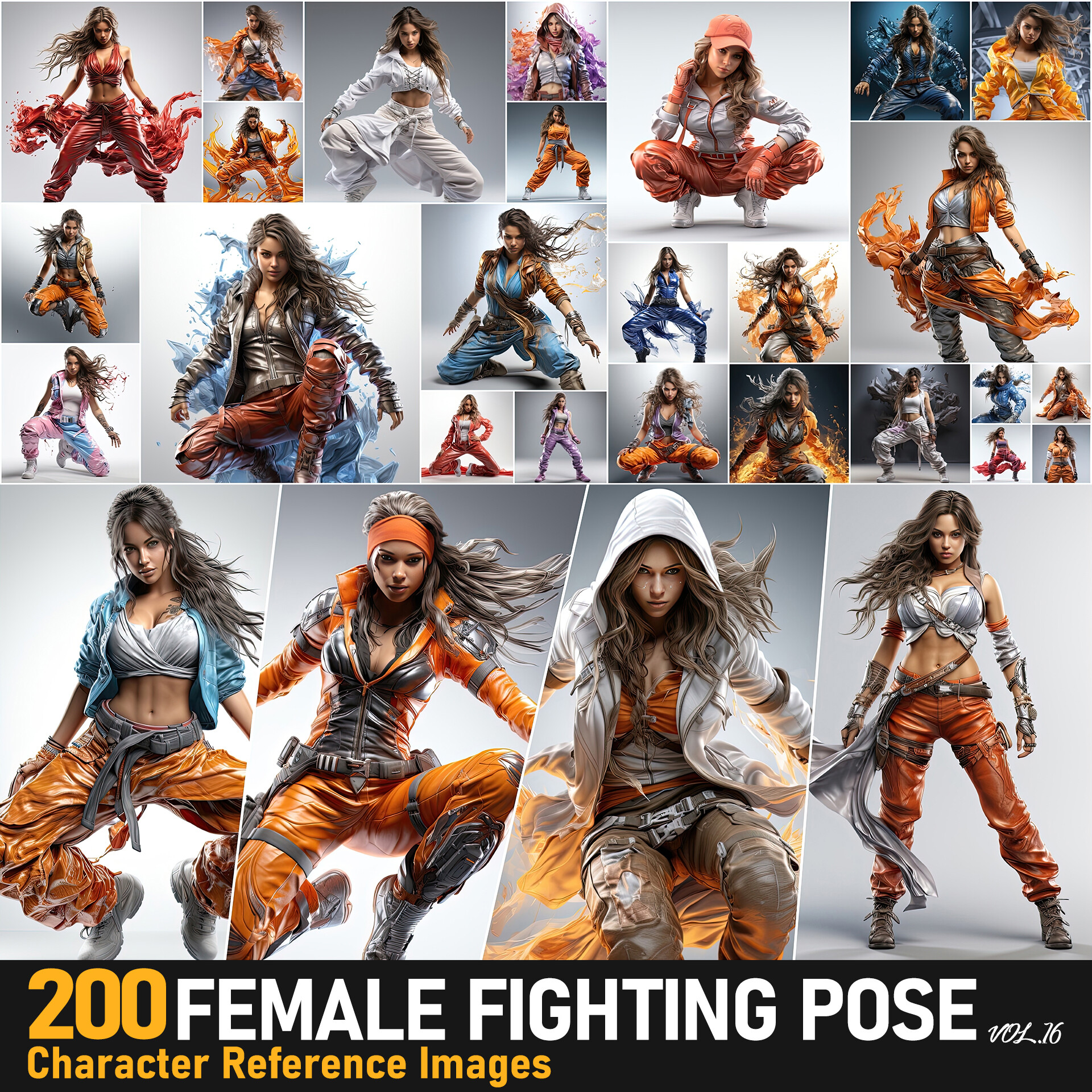 Vio - Female Fighting Pose VOL.16|4K Reference Images