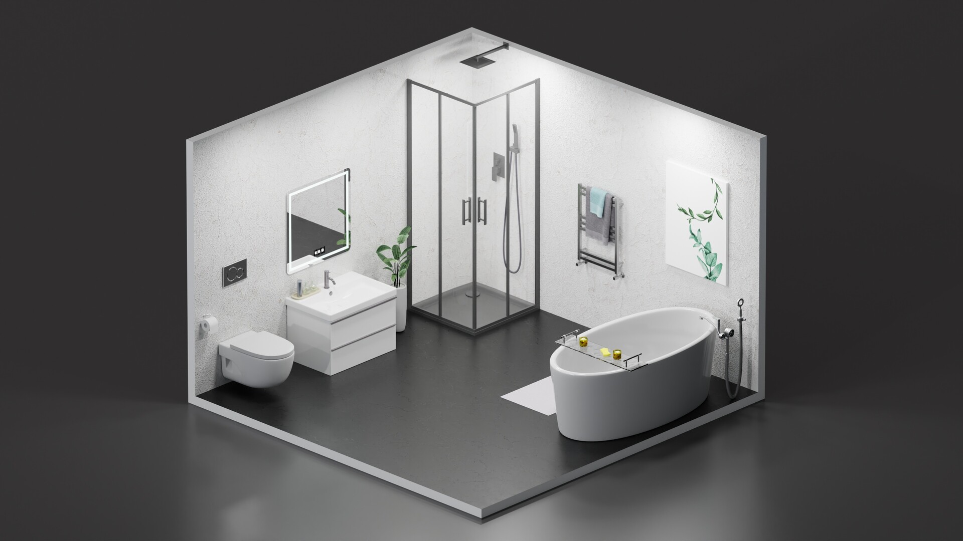ArtStation - Bathroom isometric interior design