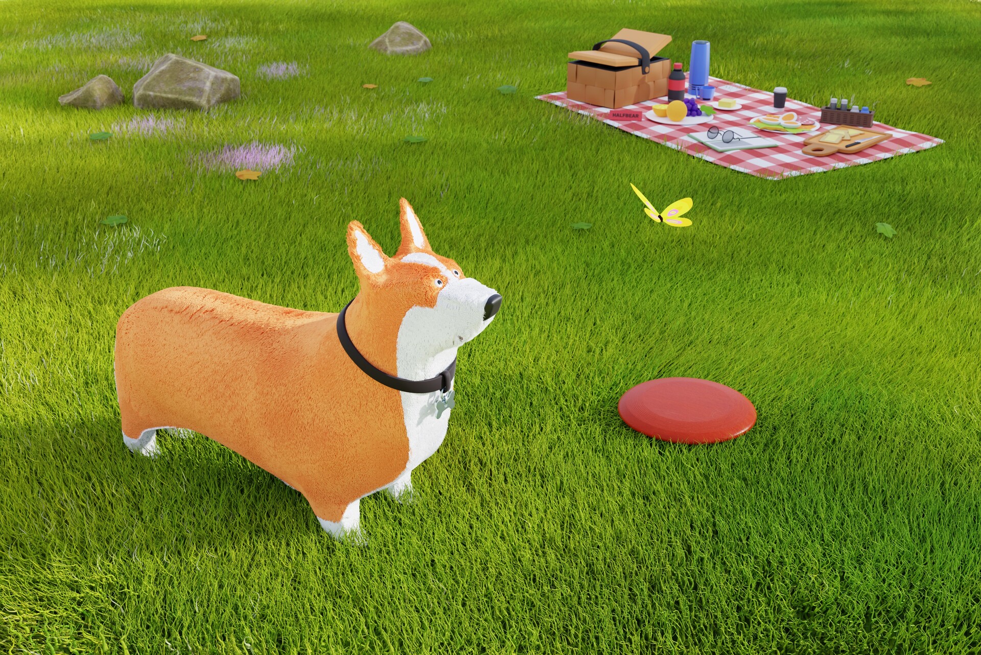 ArtStation - Stylised scene "Corgi's summer".