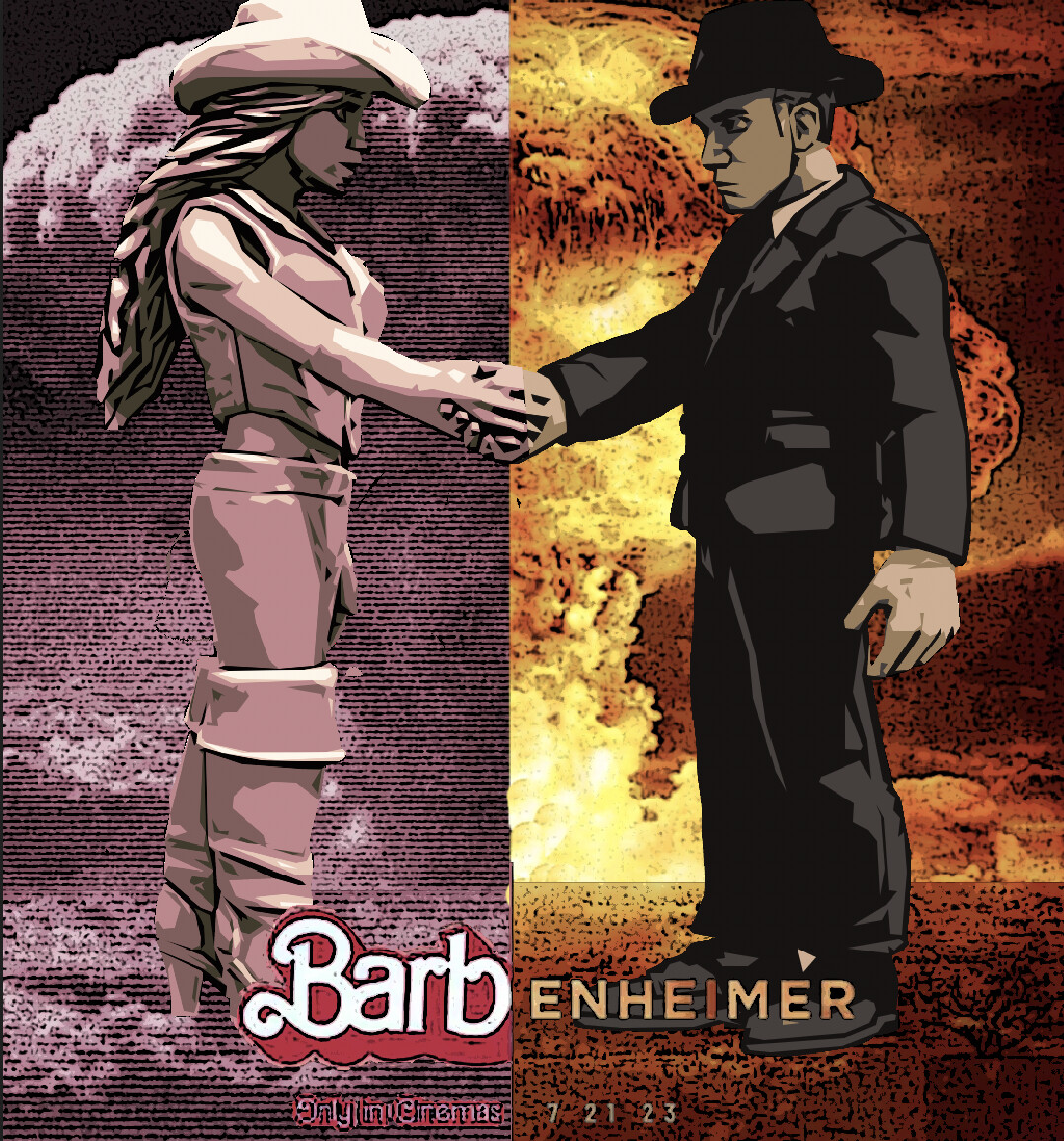 Pranav Vunnam - Barbie X Oppenheimer ( BarbEnheimer) poster art