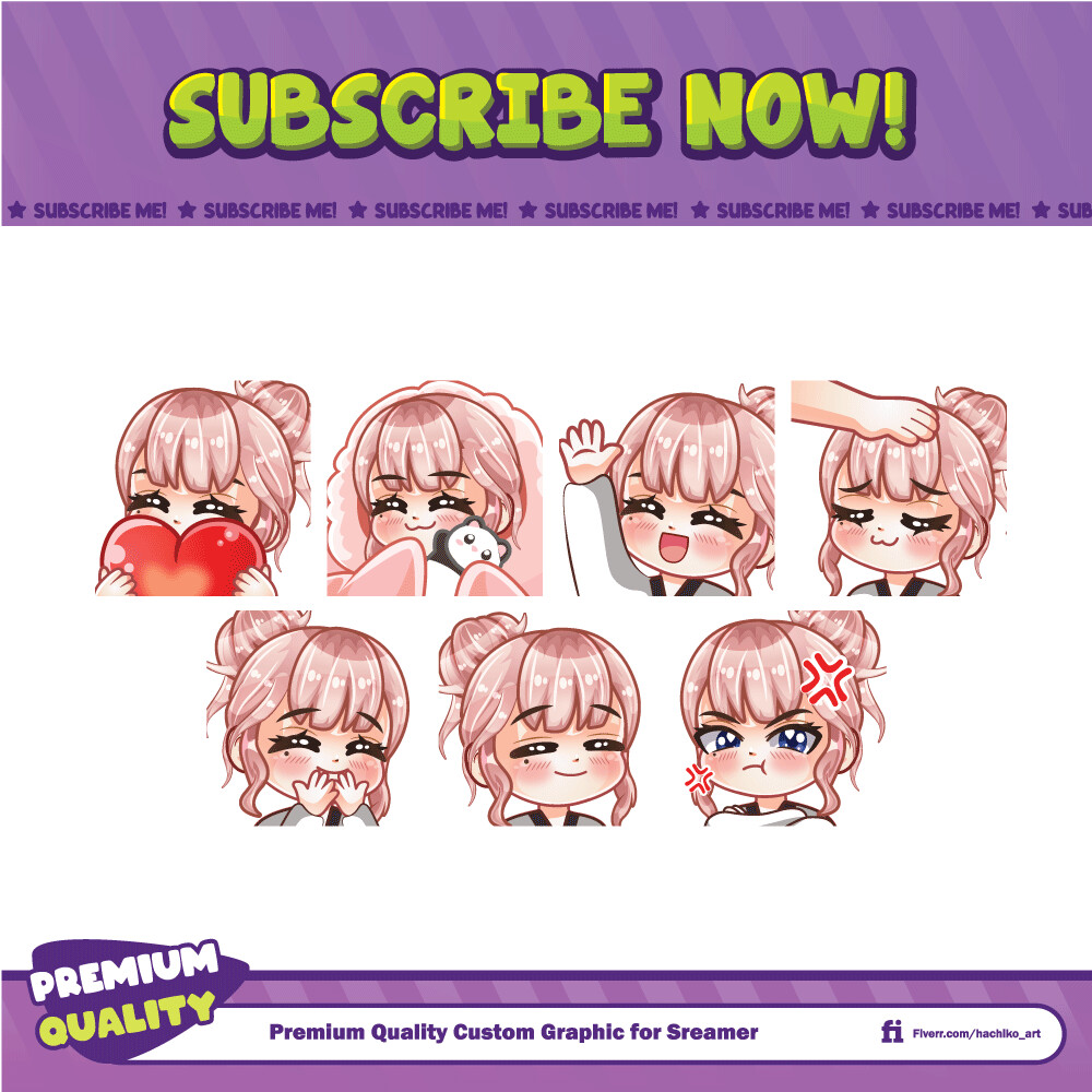ArtStation - Pink hair cute girl emote