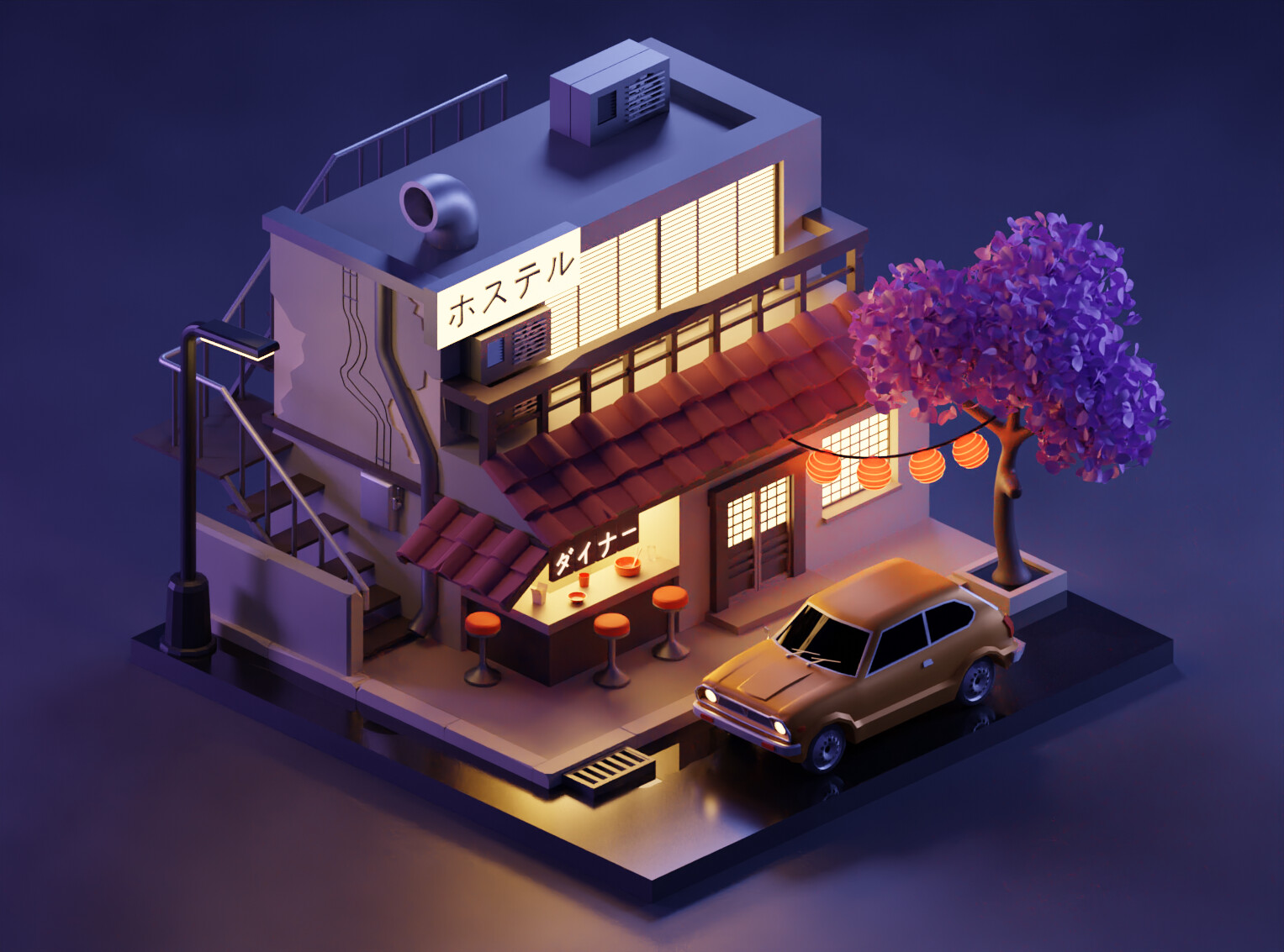 ArtStation - tokyo alley and honda civic