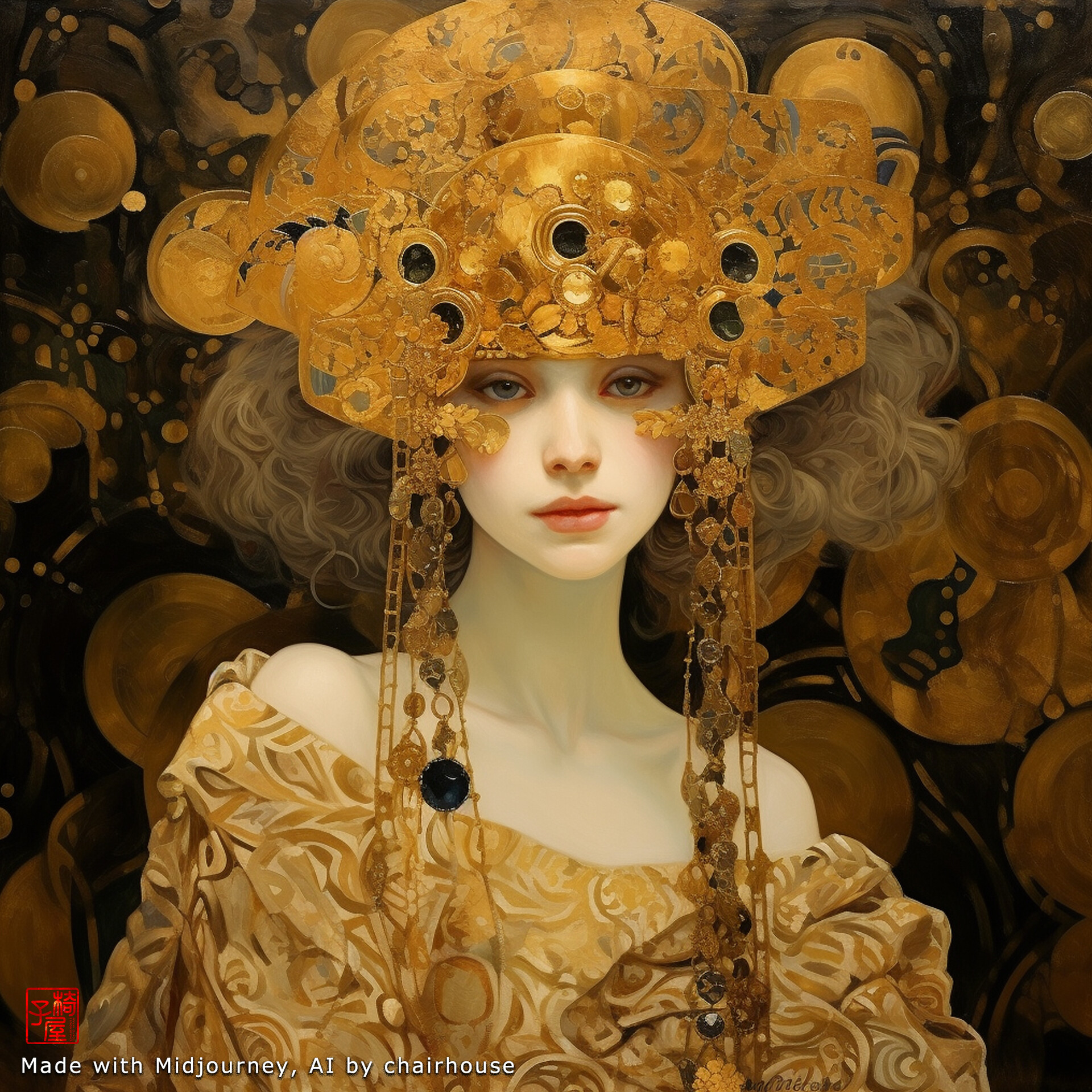 ArtStation - hyper golden mask goddess blowing with #Midjourney 230714 ...