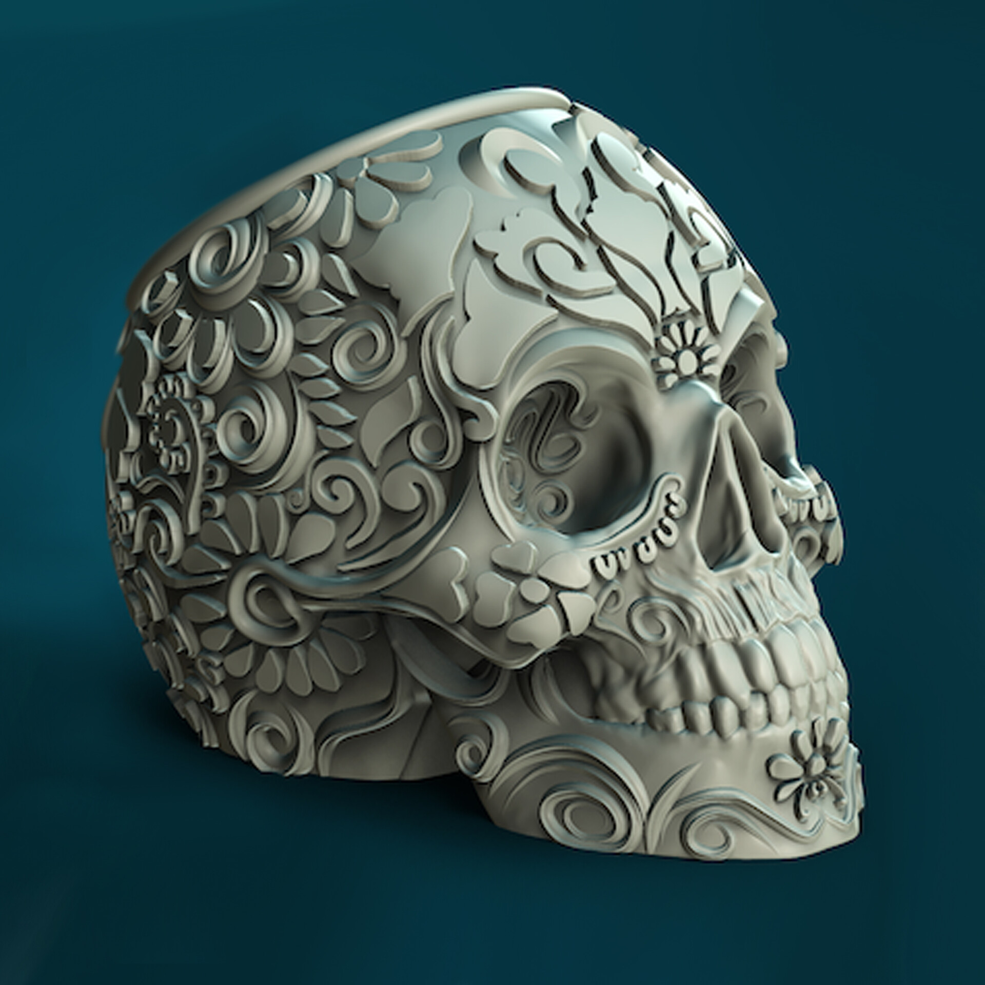 ArtStation - Mexican Calavera Skull Planter - STL Format 3D Printable ...