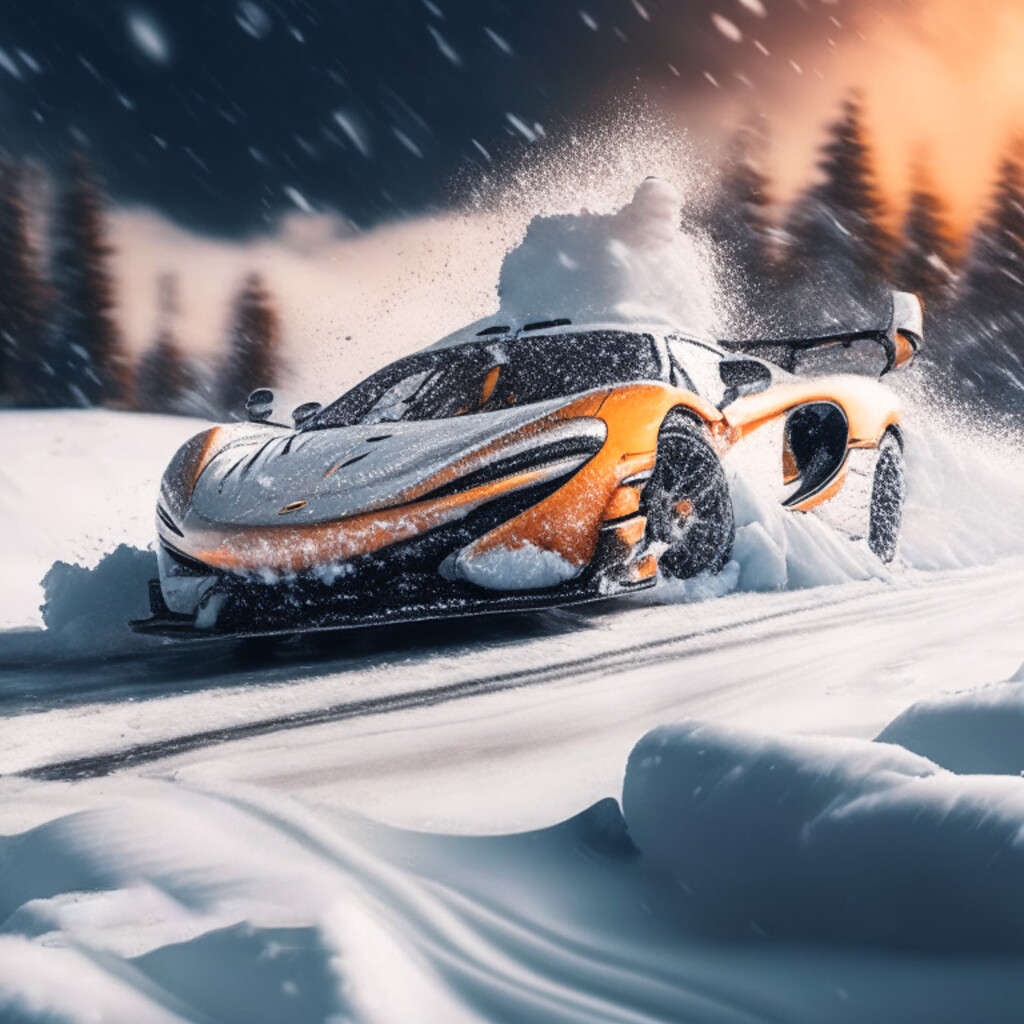 ArtStation - Mclaren drifting on the snow AI Work