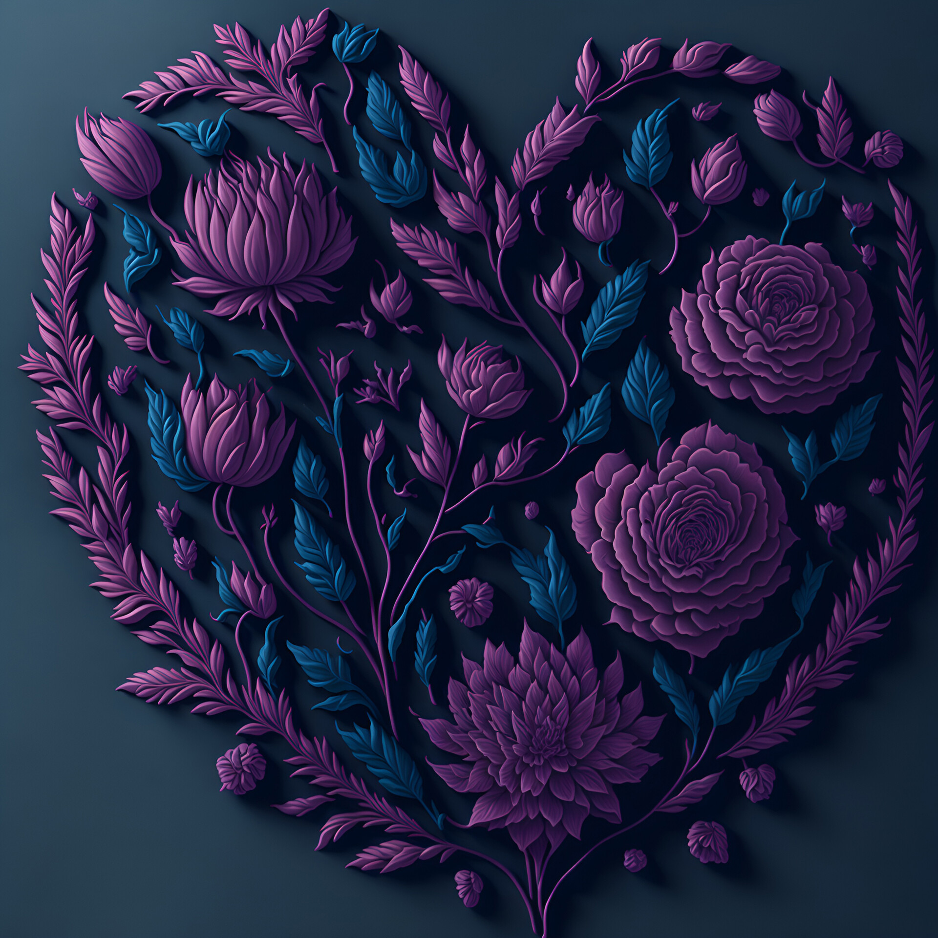 ArtStation - Blooming Love: Heart-Shaped Floral Delight!