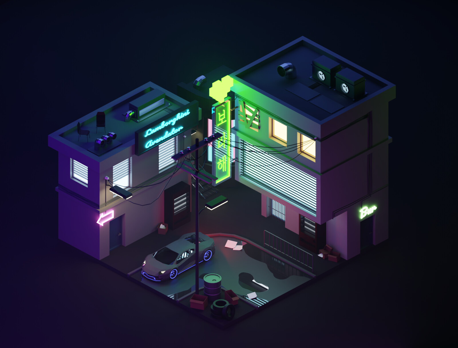 Dana Nv - Low Poly Cyberpunk street
