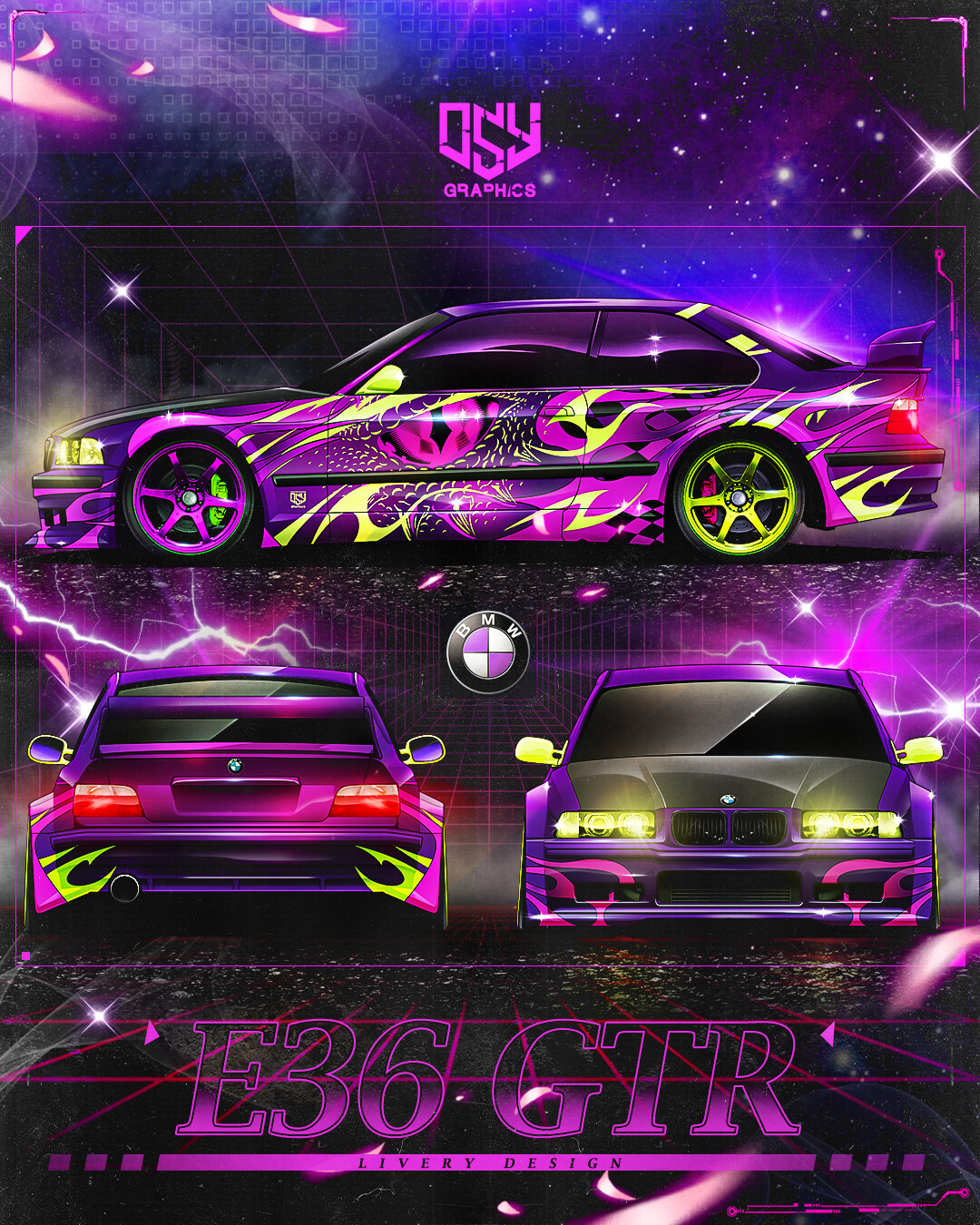 ArtStation - BMW E36 GTR JDM Style Livery Design By OSY Graphics