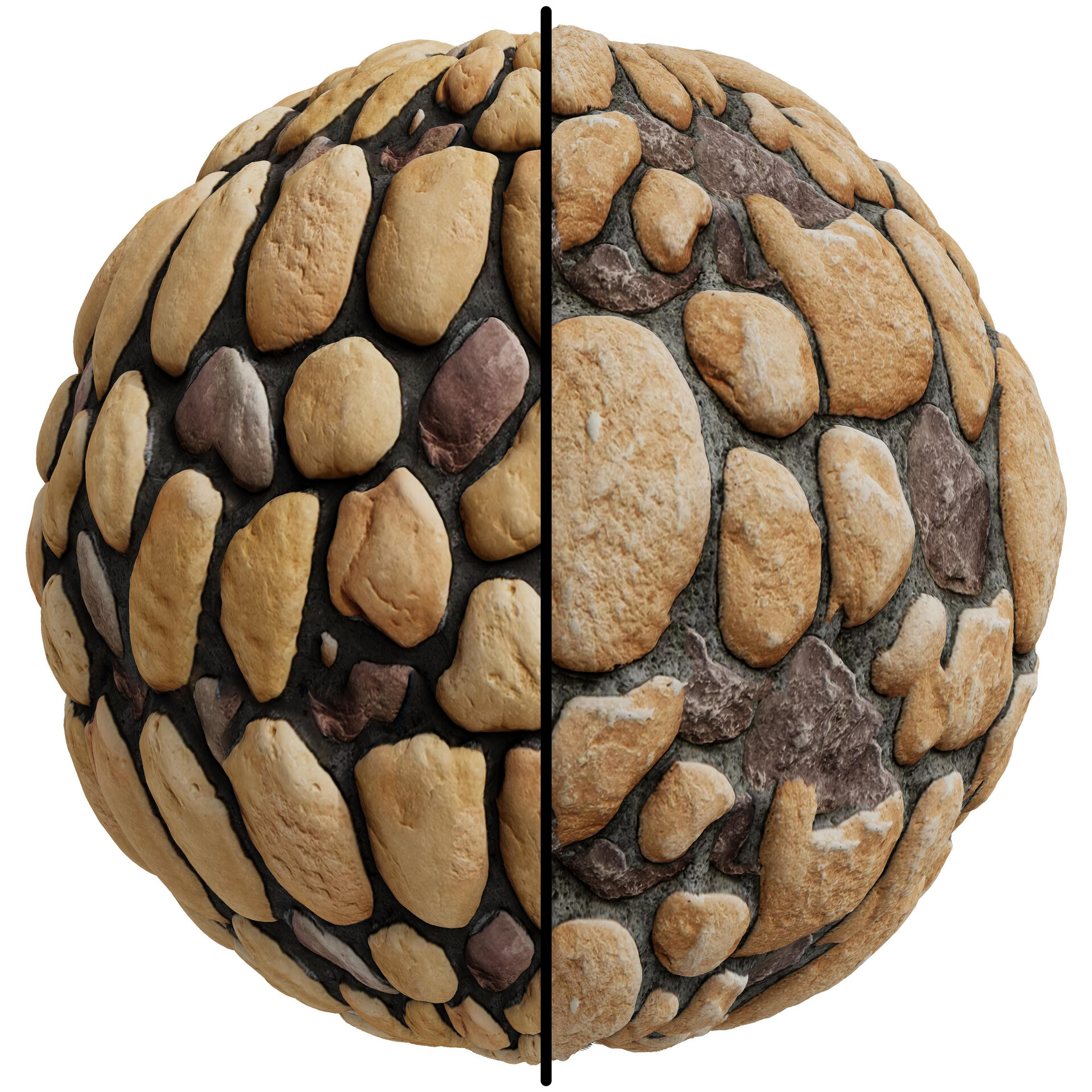 ArtStation - FB497 Field Stone Covering, cobblestone | 2 mat | 4k | PBR