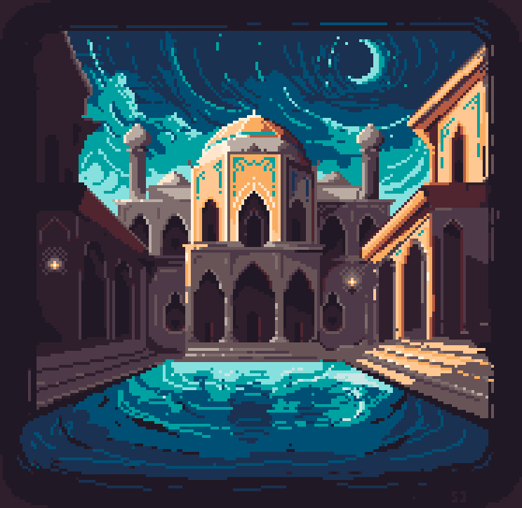 ArtStation - Persian Palace - pixel art