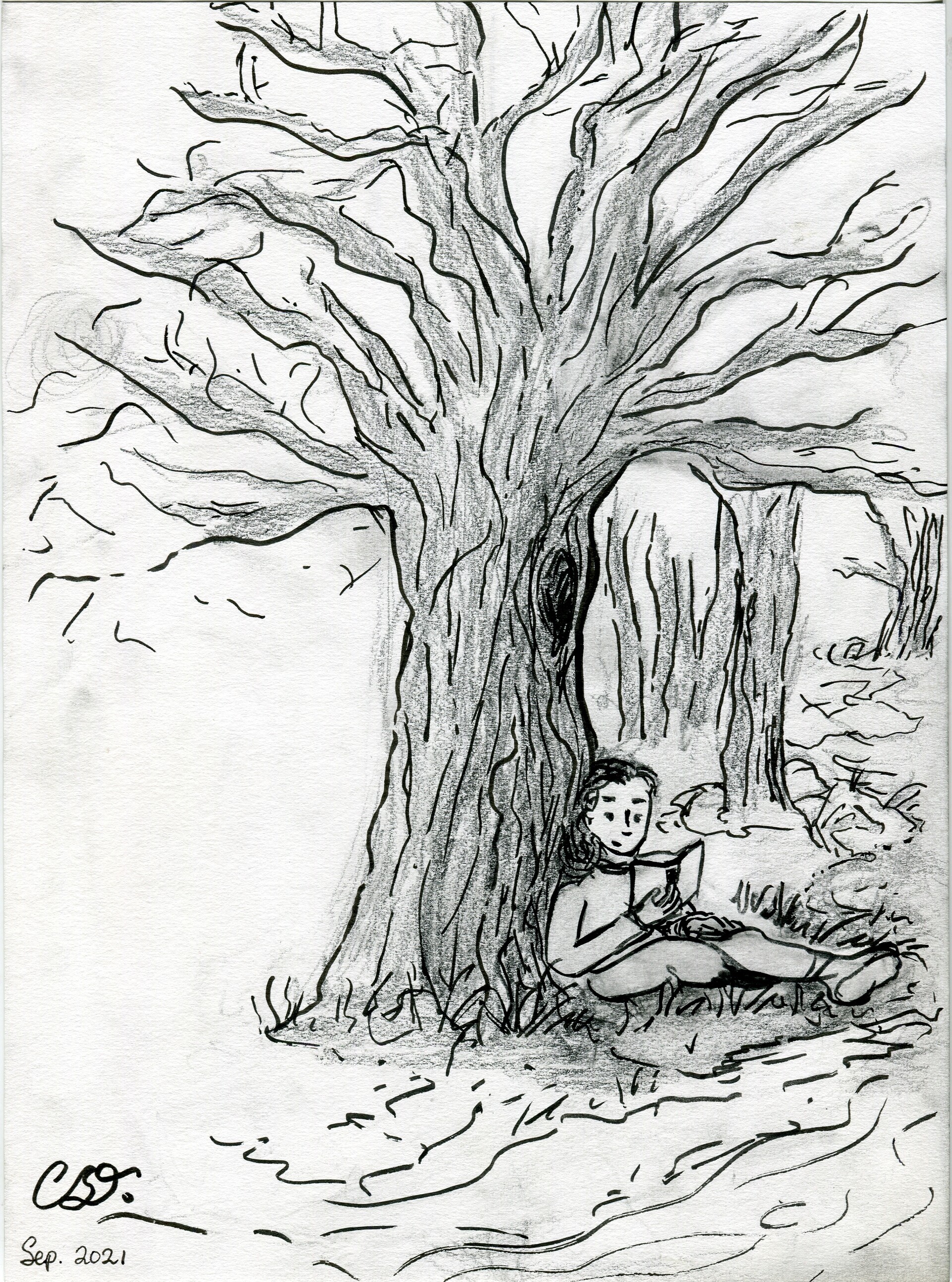 ArtStation - Me sitting by a tree