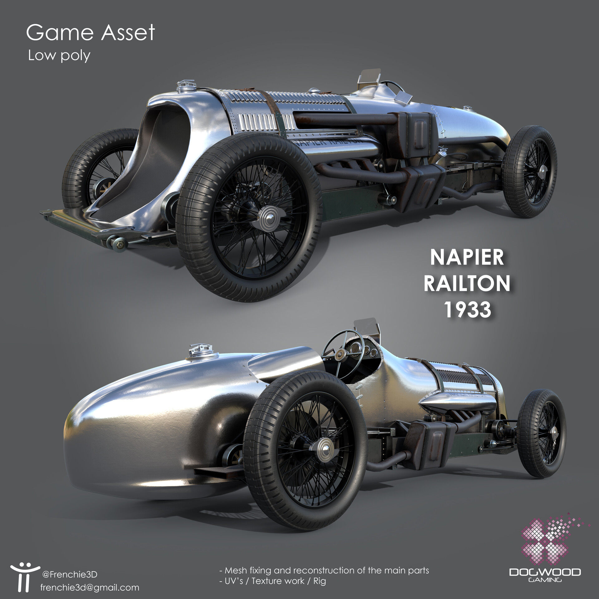 ArtStation - NAPIER RAILTON 1933 RACE CAR GAME ASSET