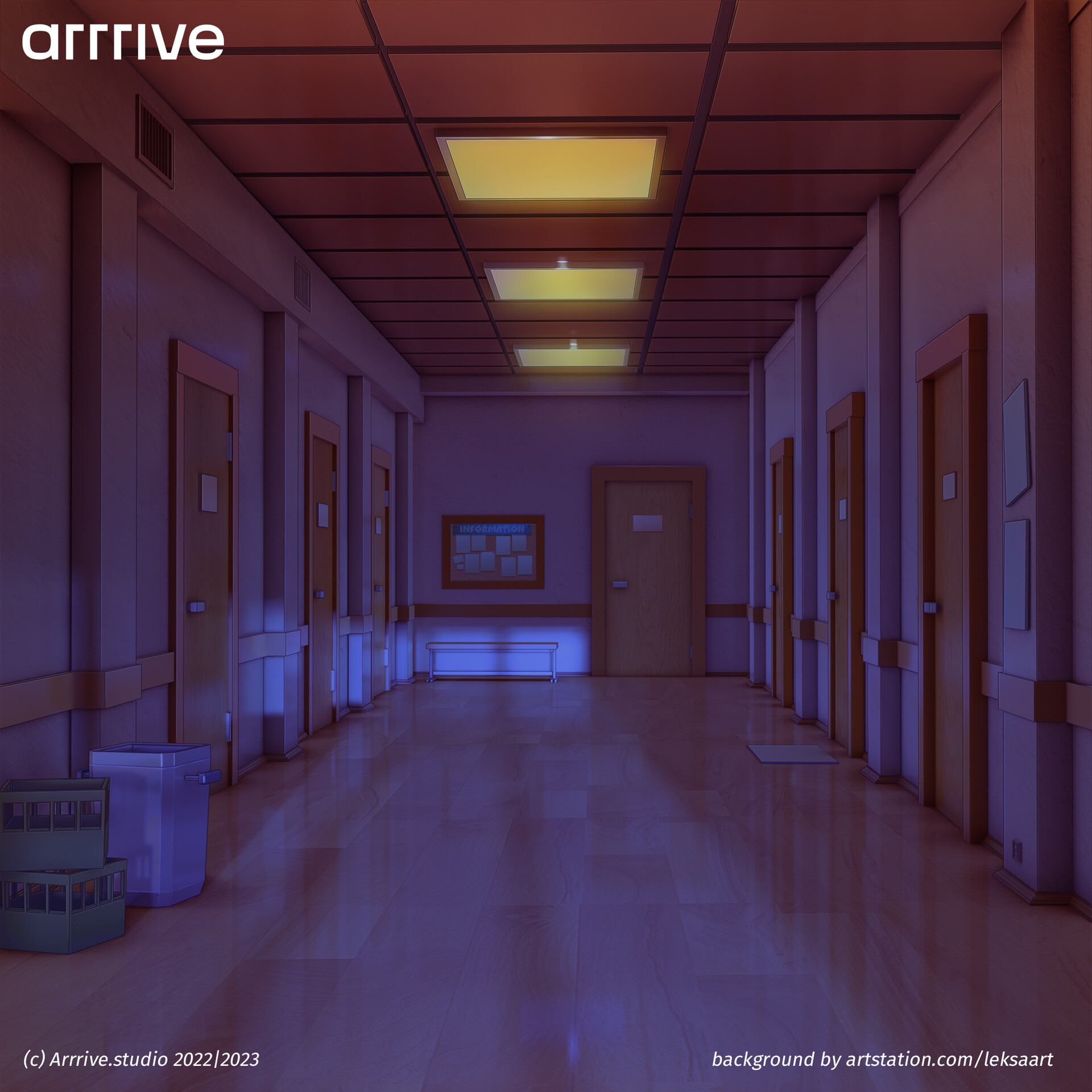 ArtStation - Dorm corridor background for visual novel