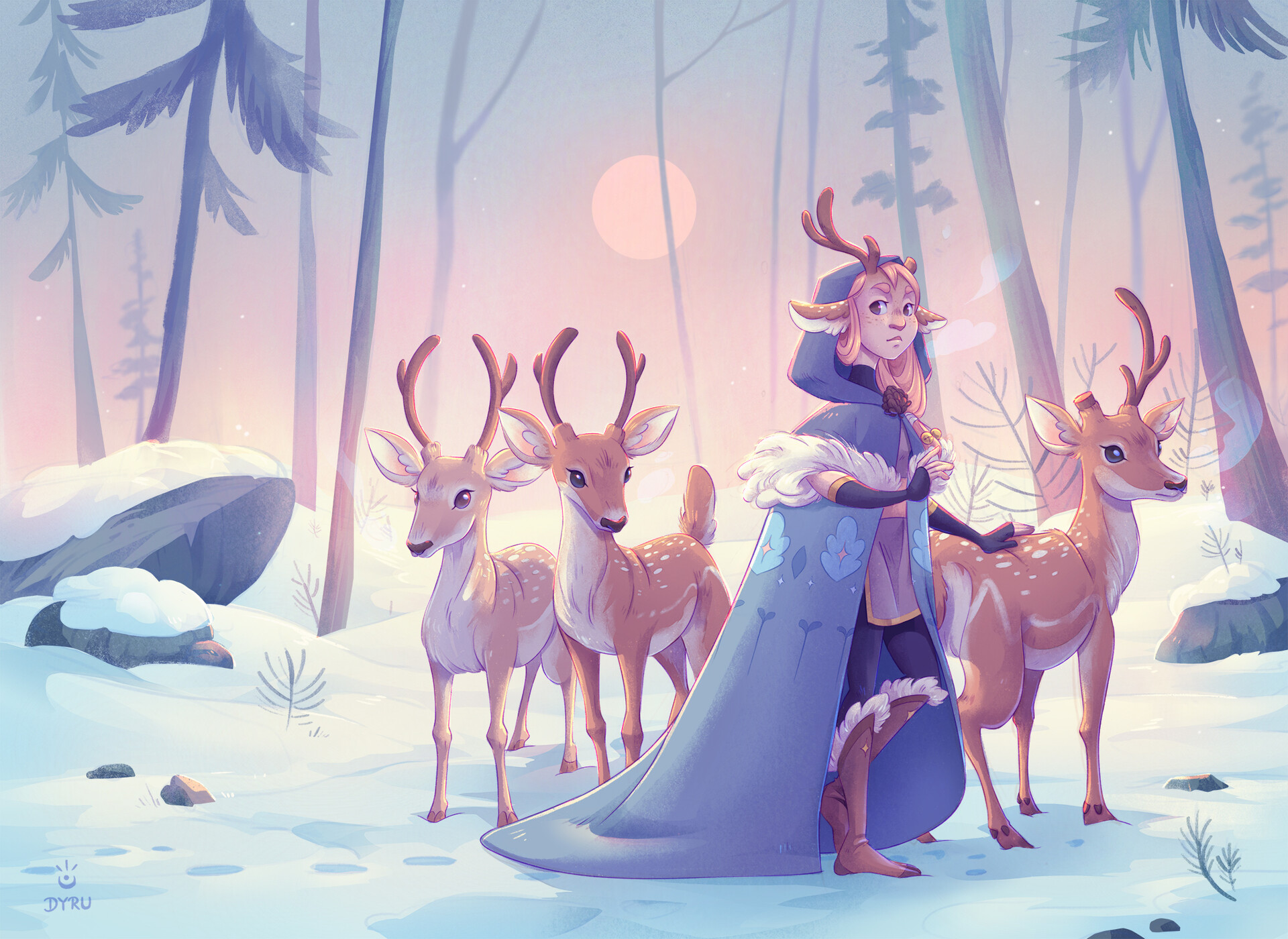 ArtStation - Dear deer winter walk