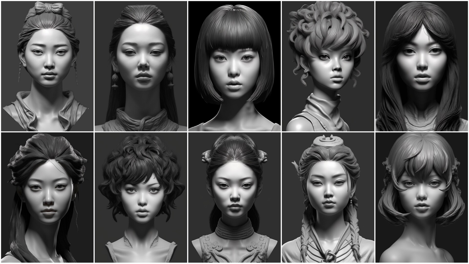 3D Head Sculpt References in 4K - Tika Art - +300 Japanese Female Head ...