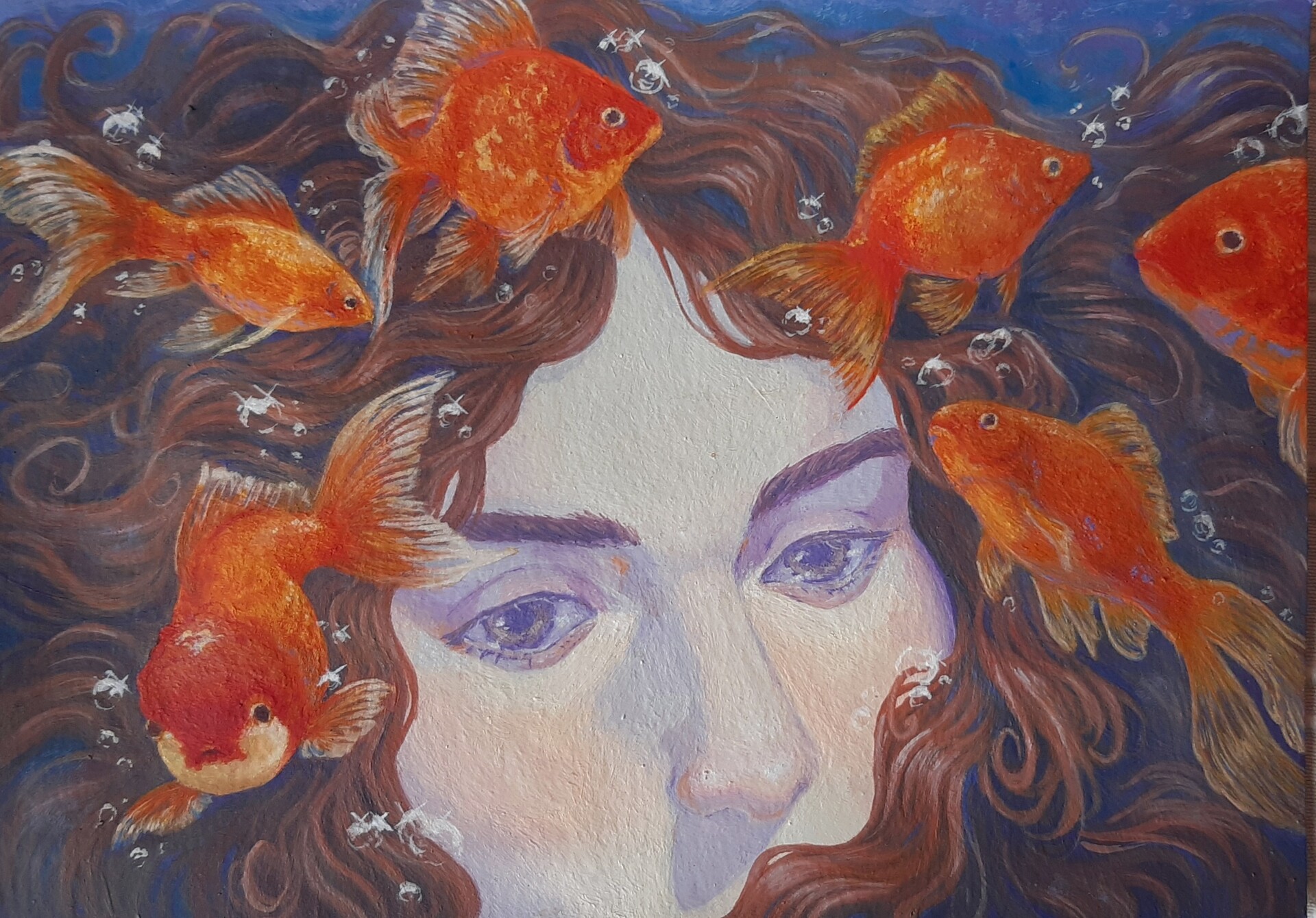 ArtStation - Her gaze -Traditional Painting