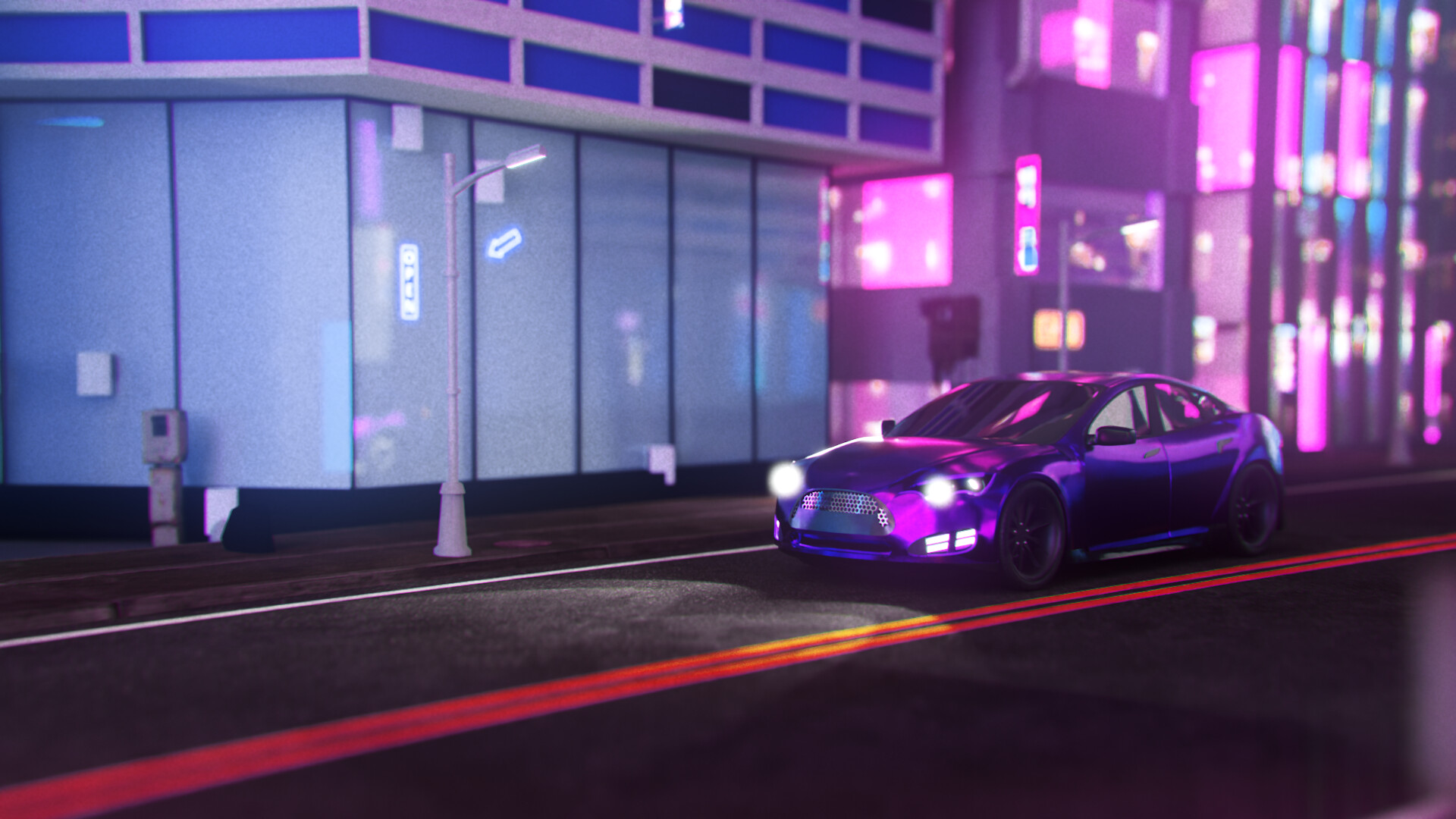 ArtStation - Car in neon street