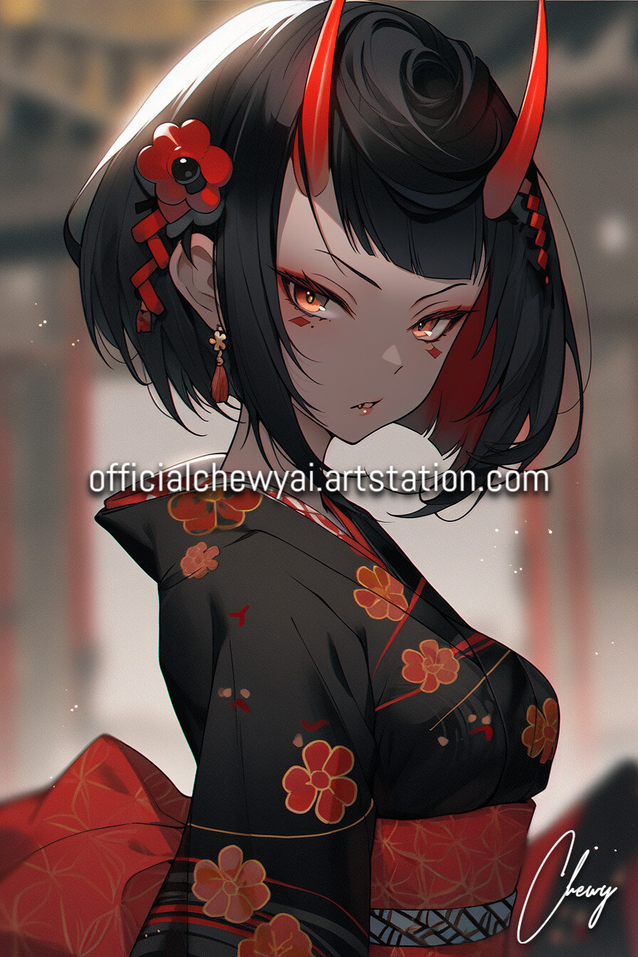Chewy - Cute Black Haired Oni Girls