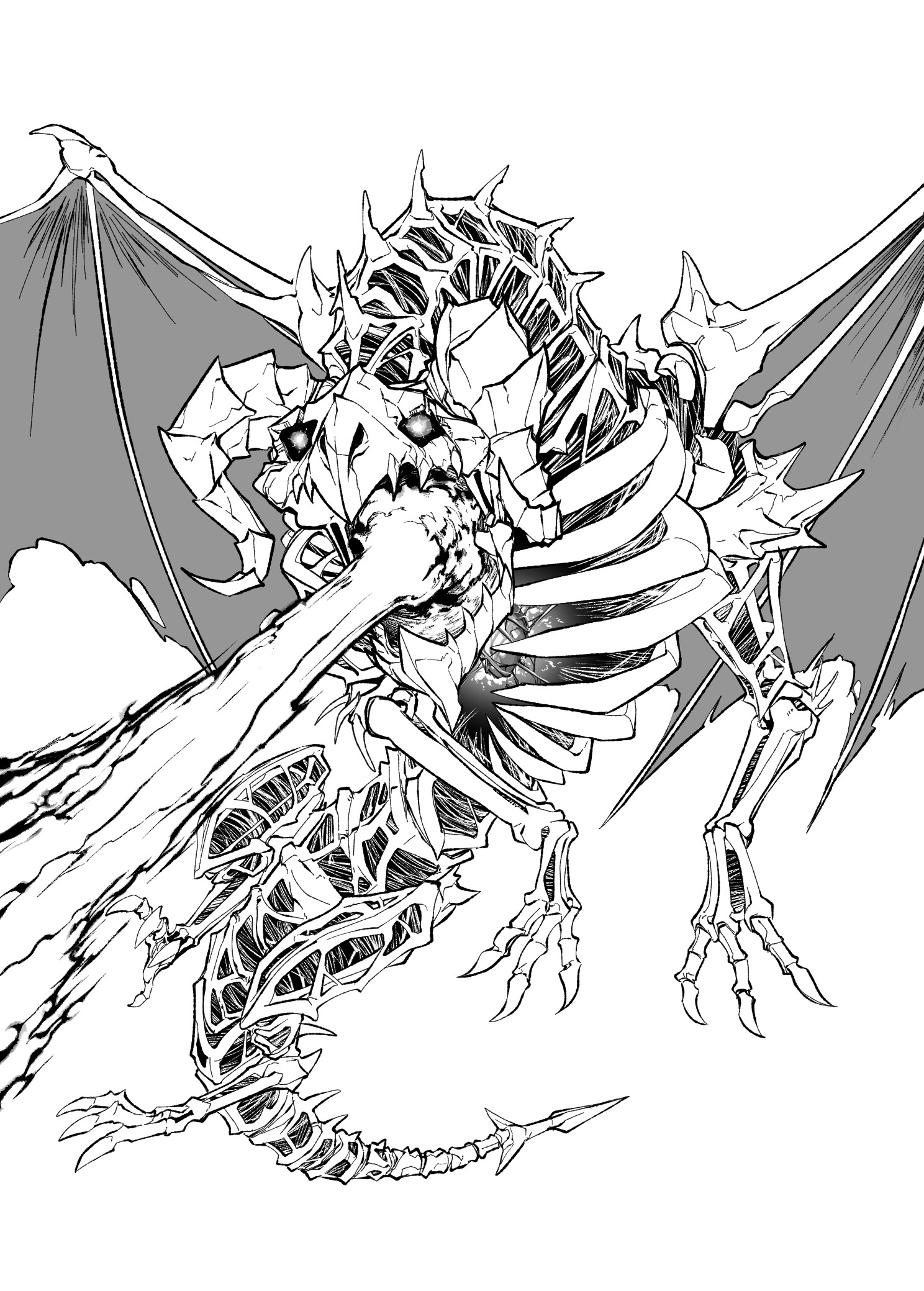 skeleton dragon coloring pages