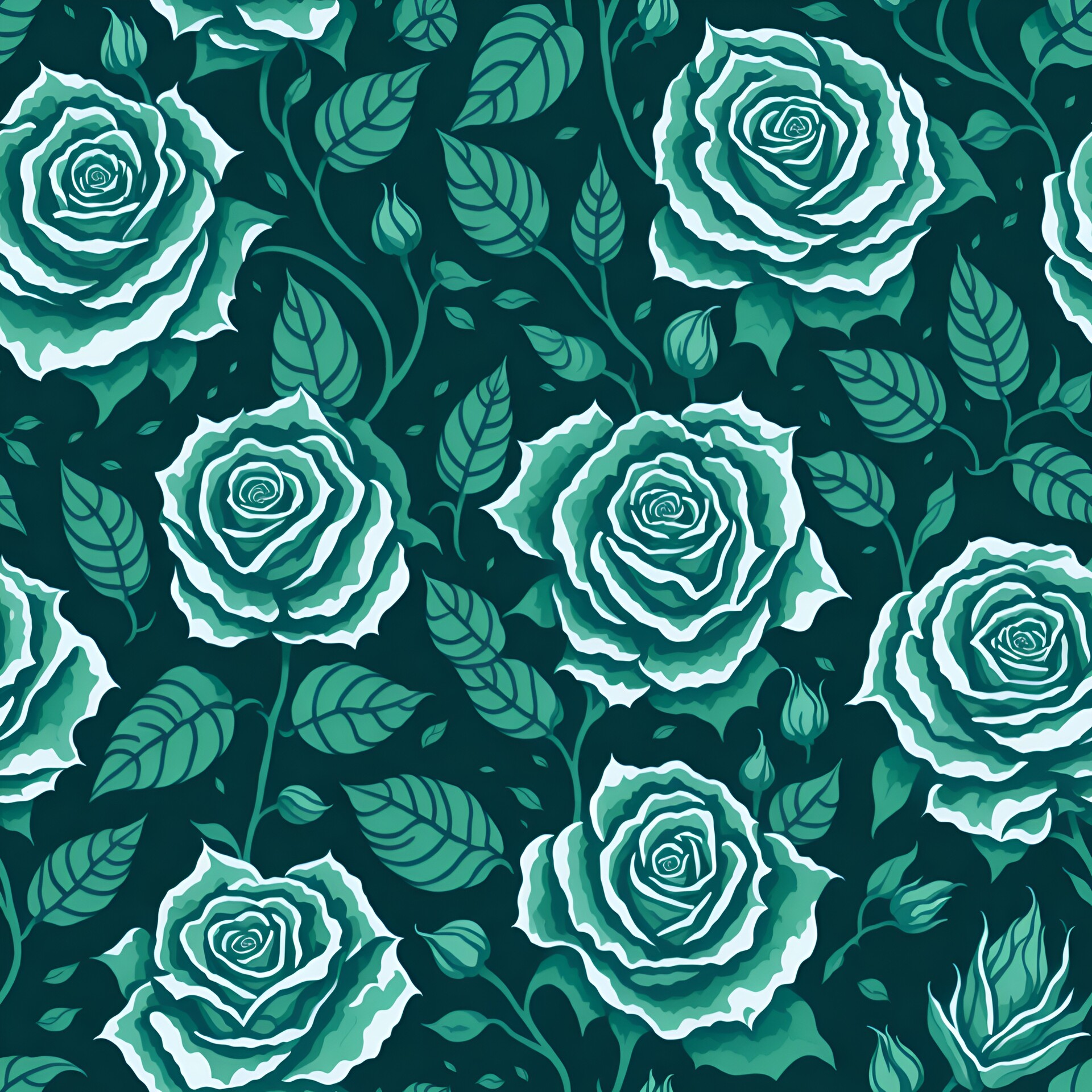ArtStation - Enchanting Emerald: The Green Roses Pattern!