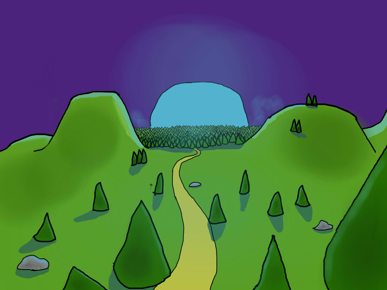 ArtStation - Valley in Blue Sun