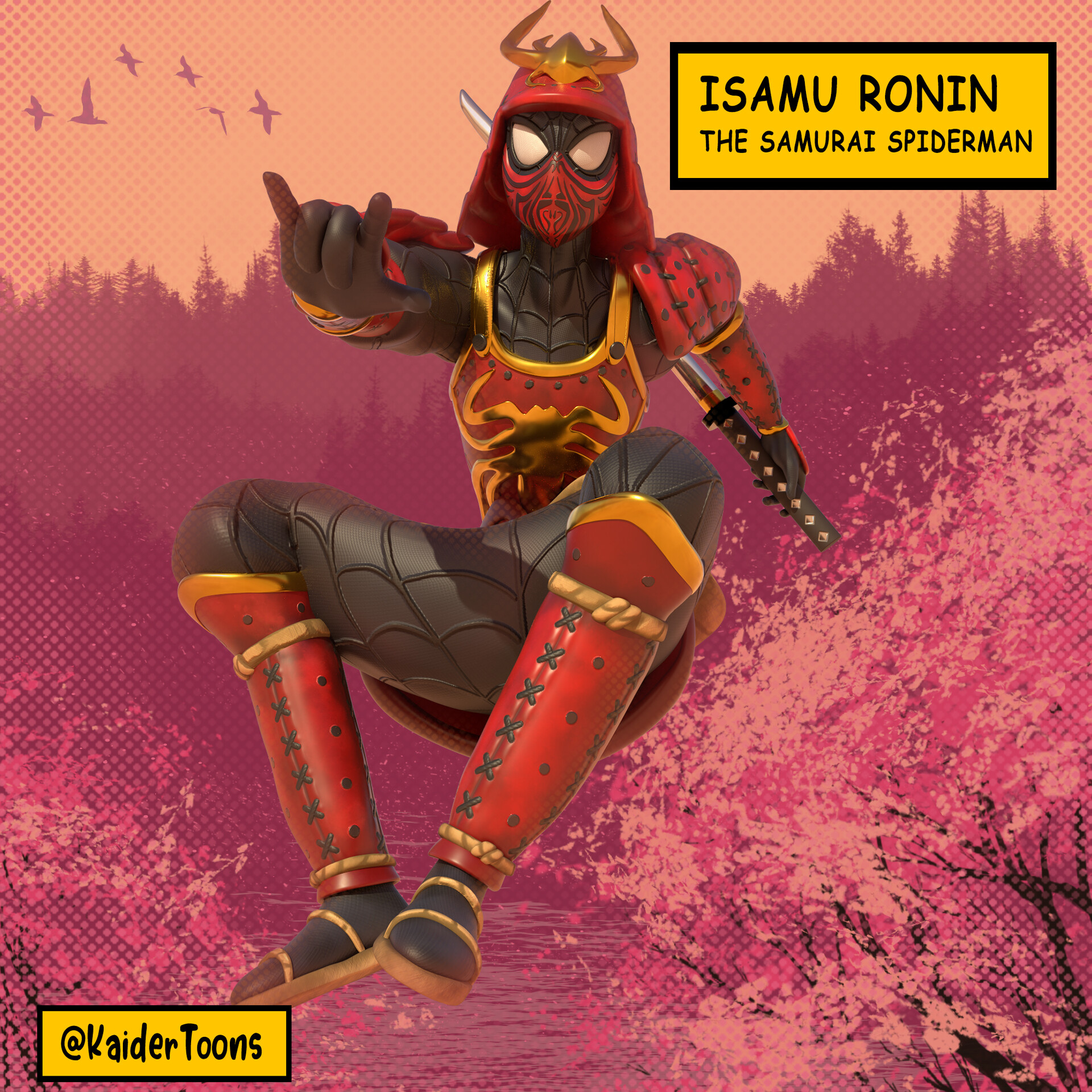 ArtStation - Isamu Ronin - The Samurai Spiderman