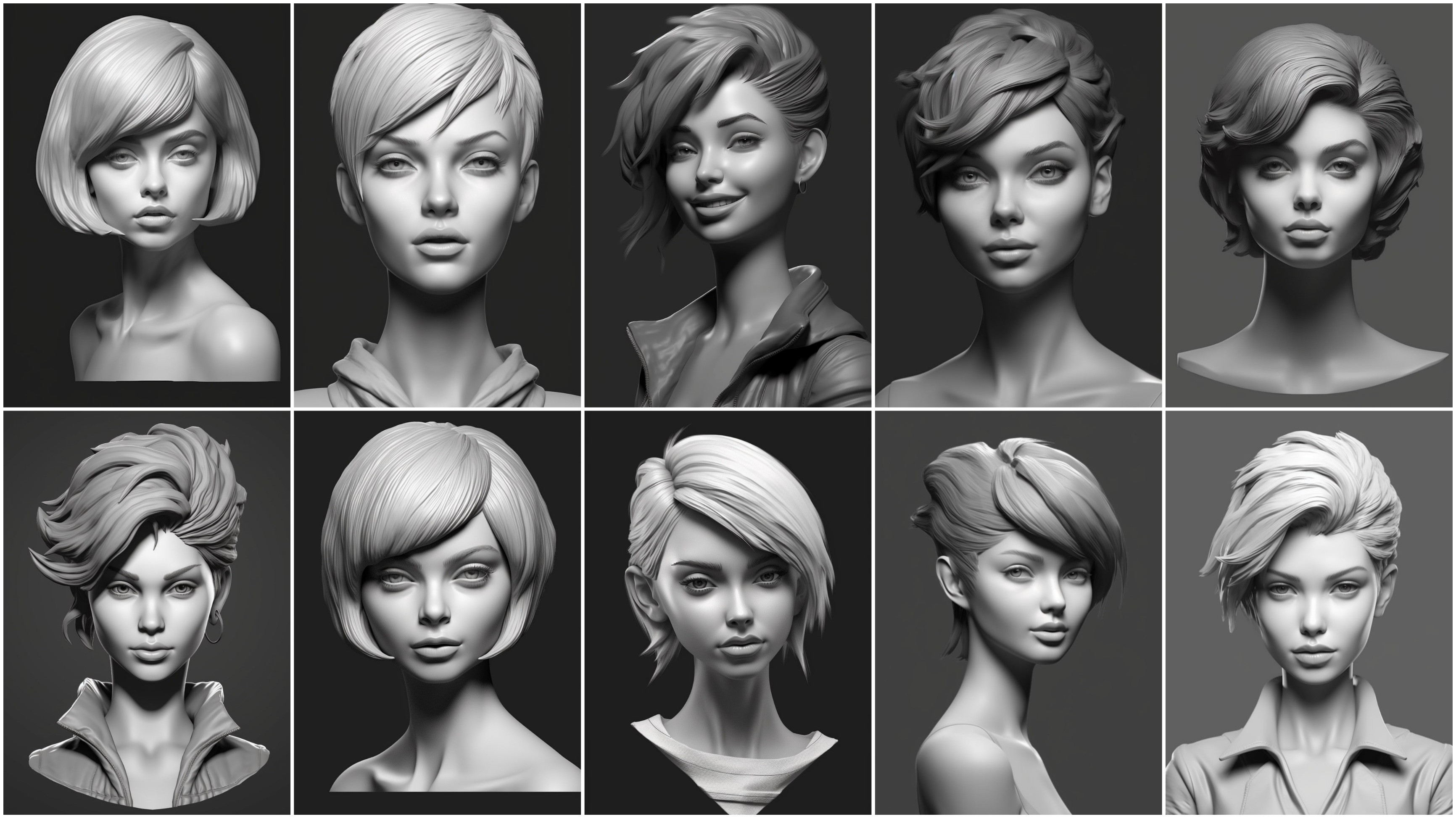 3D Head Sculpt References in 4K - Tika Art - +200 Fashion Female Head ...