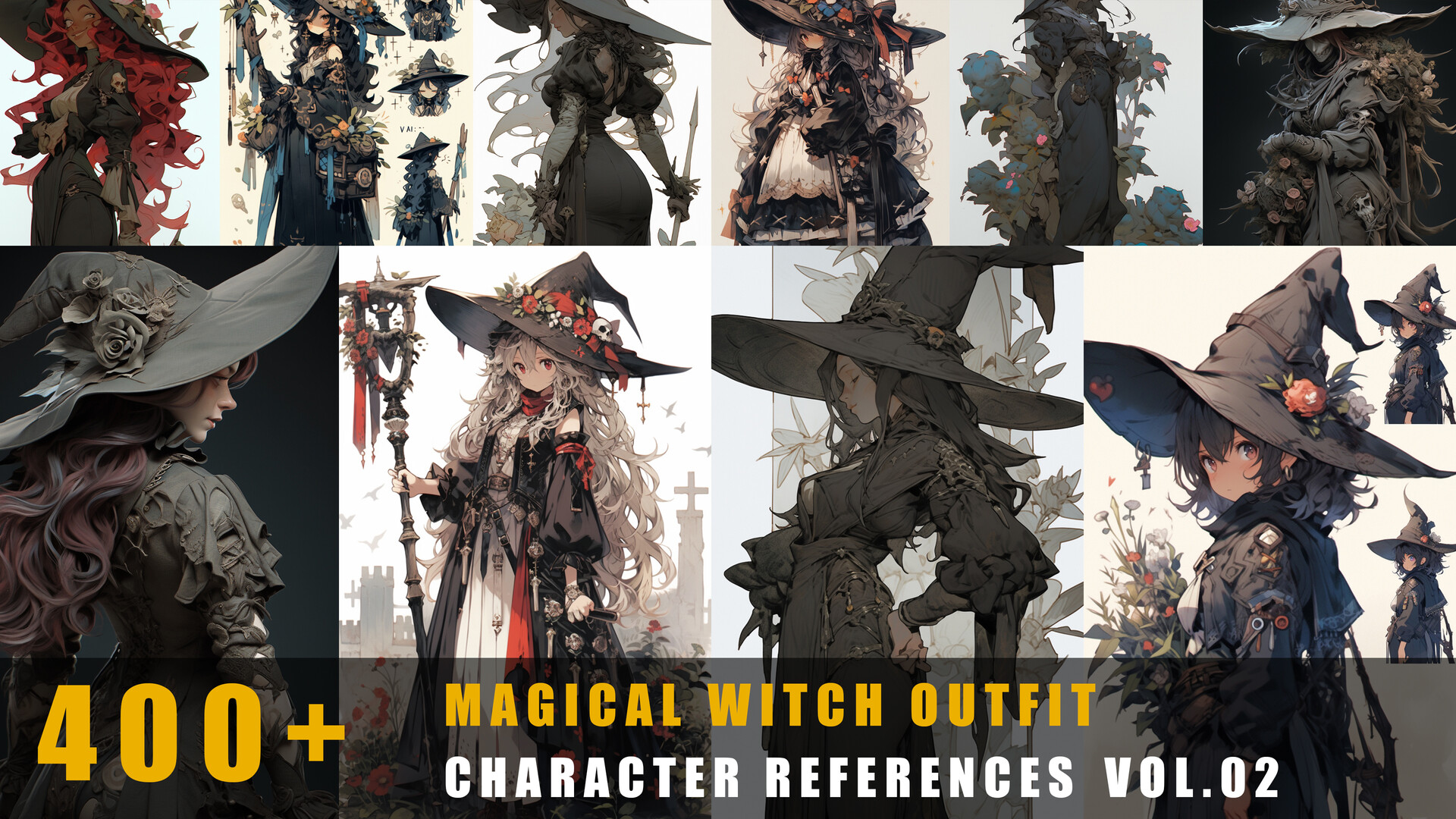 WaterLaw's Studio - 400+ Magical Witch Outfit - Character References Vol.02