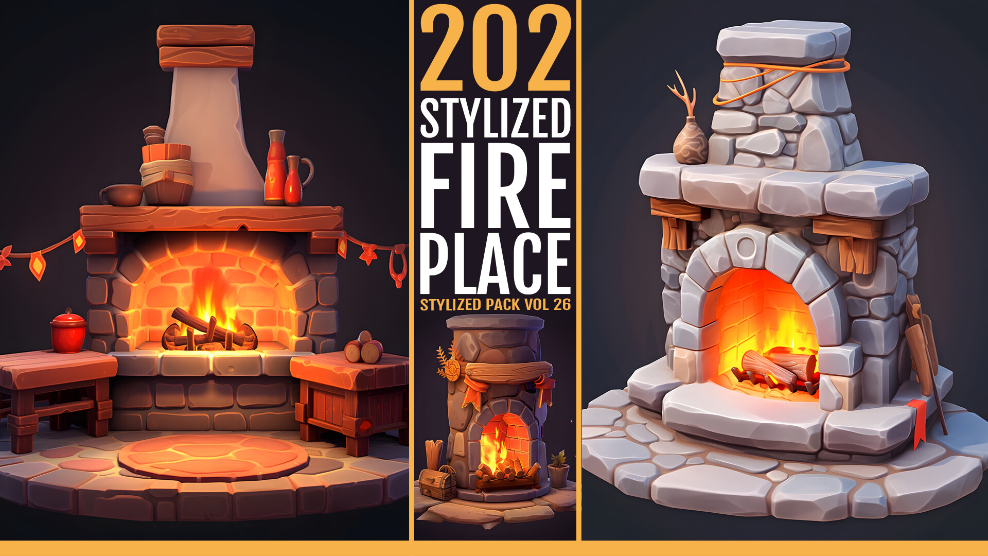 Artificial Dimension - 202 Stylized Fireplace VOL 26