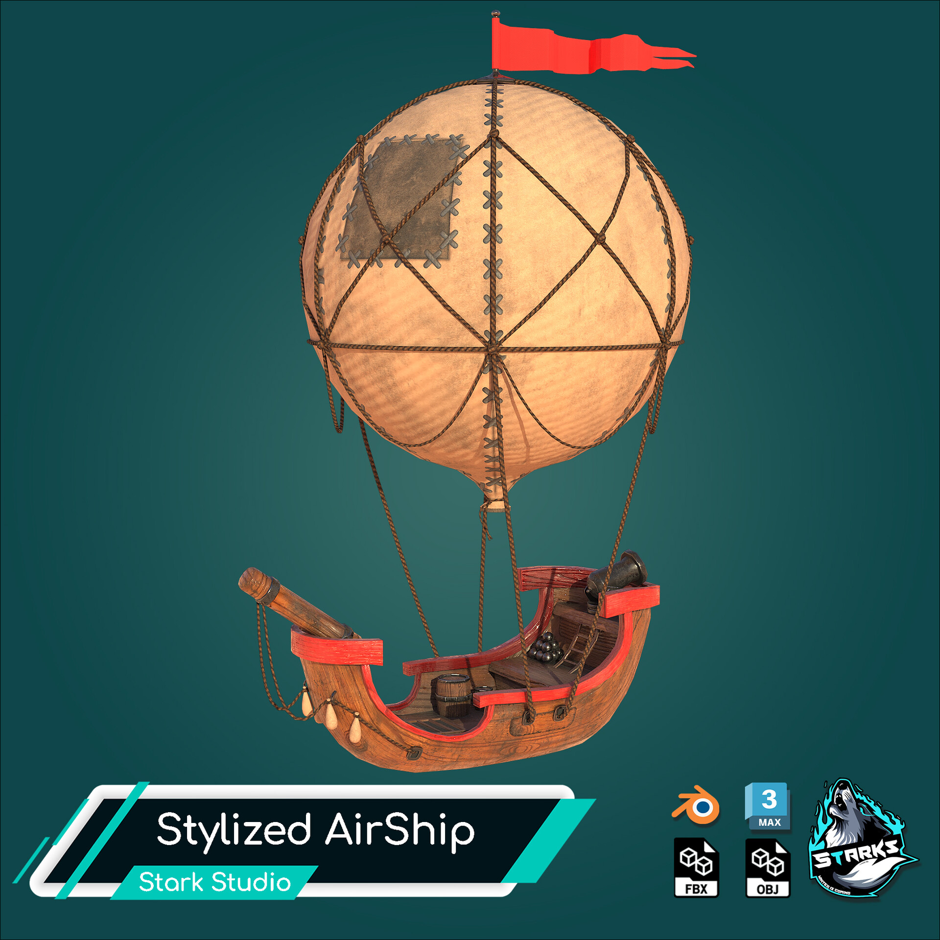 ArtStation - Stylized Airship Low Poly 3Dmodel
