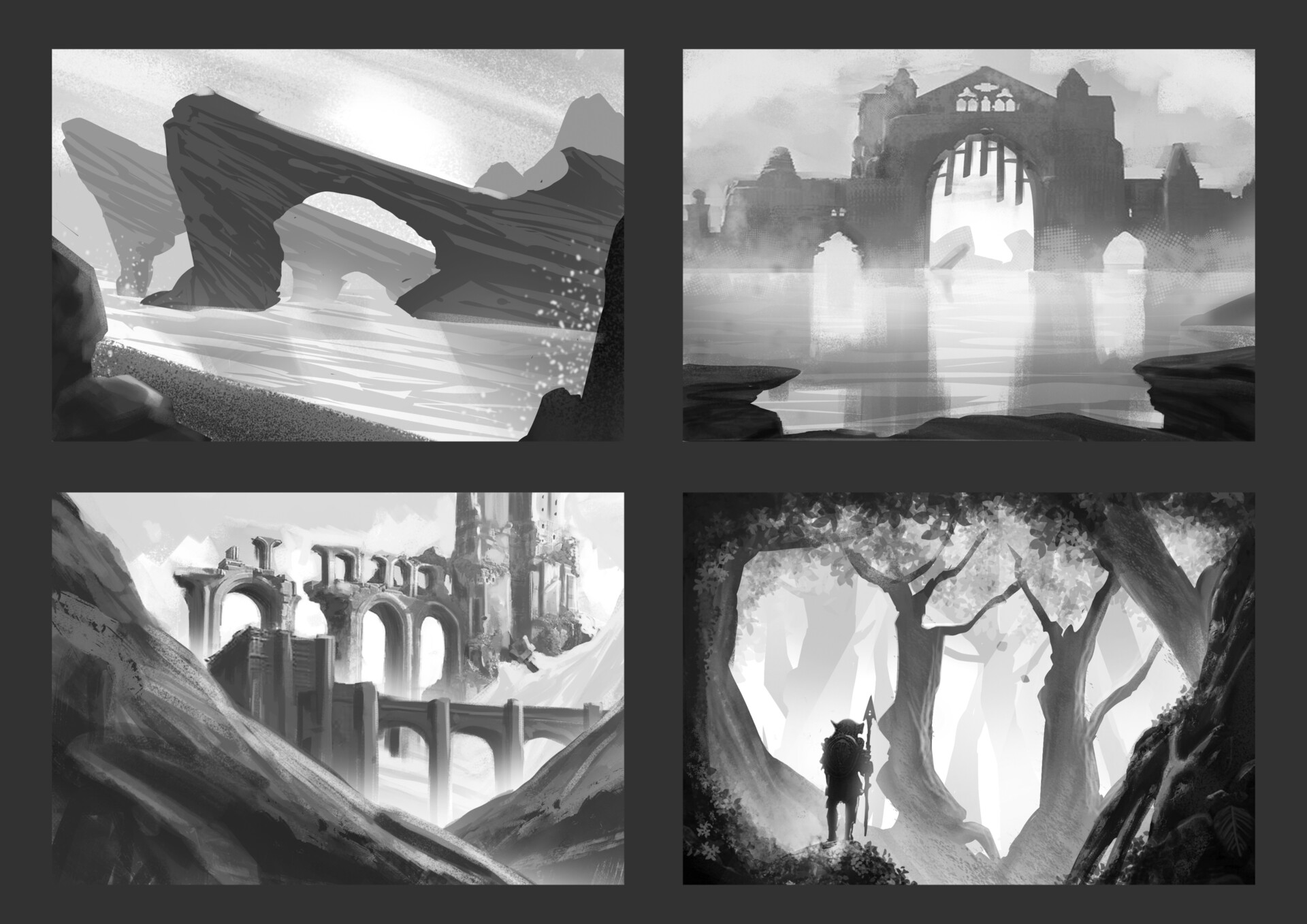 ArtStation - Greyscale enviroment designs