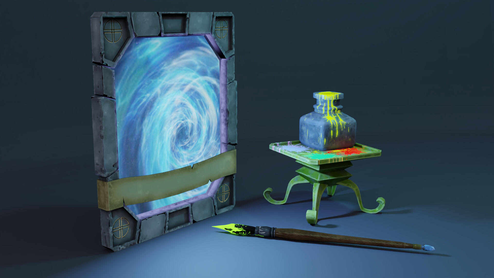 ArtStation - 2D Hand Painting my first blender model