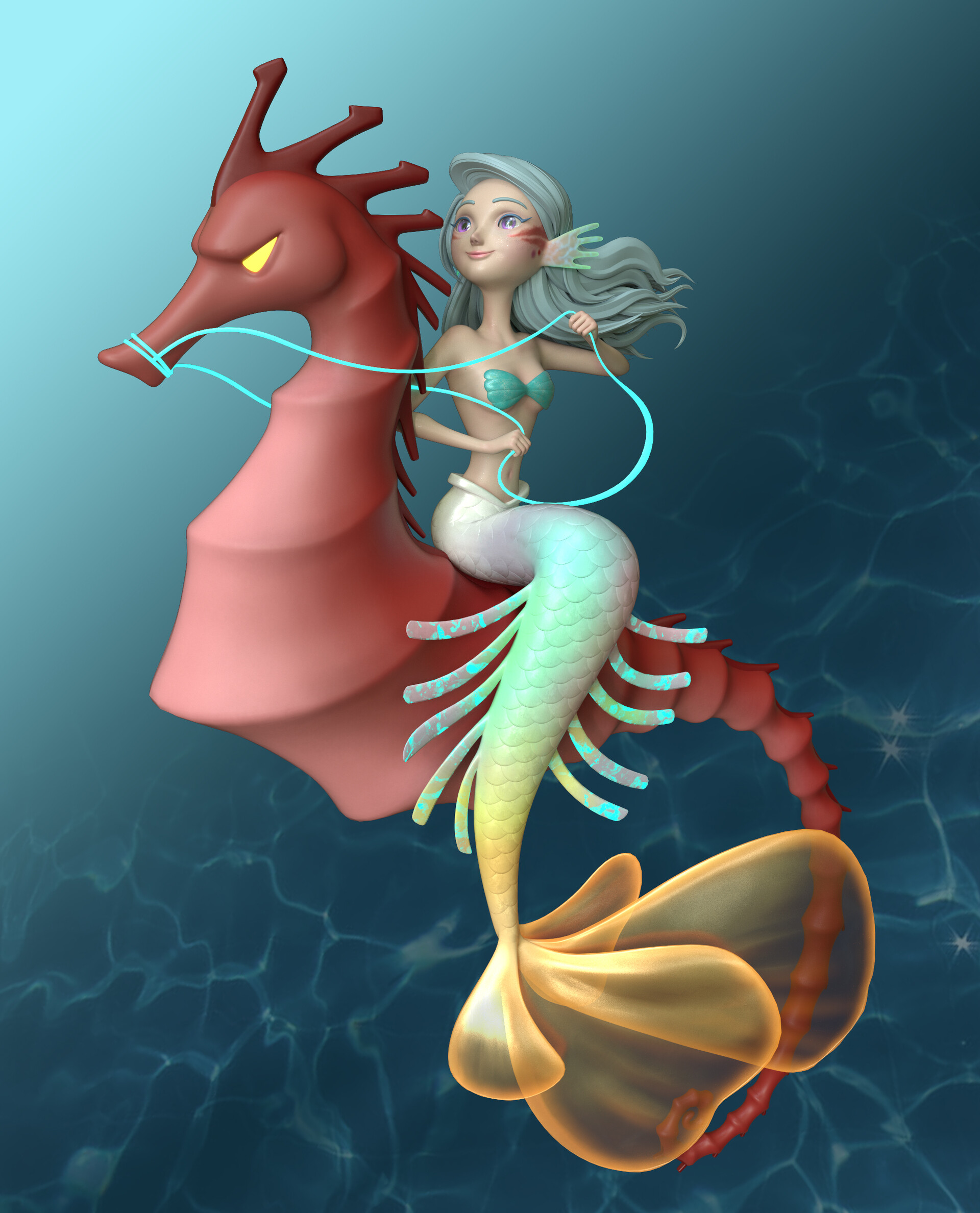 Sandy Lam - The Little Mermaid Riding A Seahorse version B