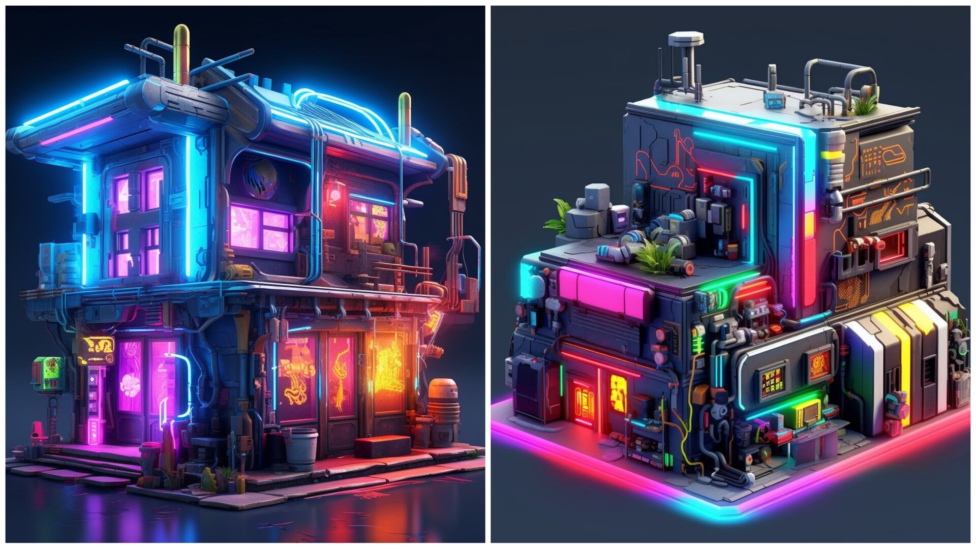 Concept Art - +230 Stylized Cyberpunk House