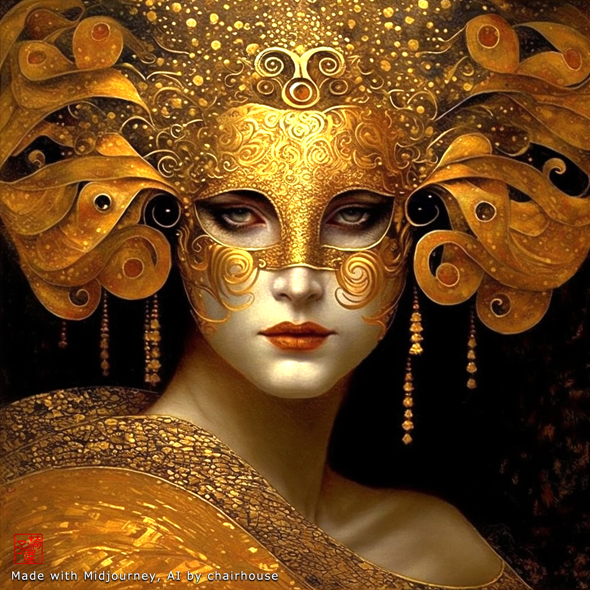 ArtStation - core golden mask goddess in the dark with #Midjourney 230724