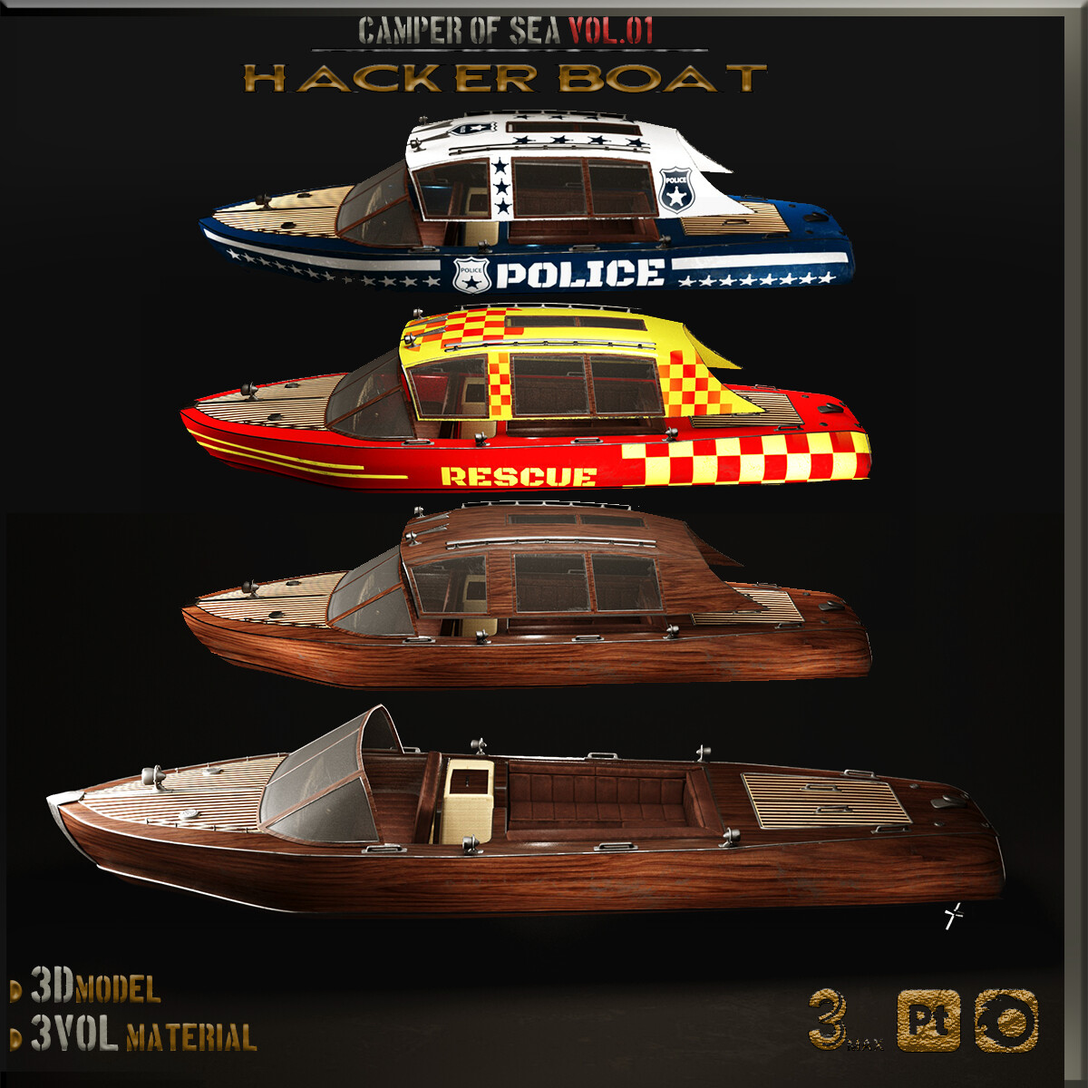 ArtStation - Camper of Sea Vol01 HACKERBOAT(hacker-craft) 3D MODEL ...