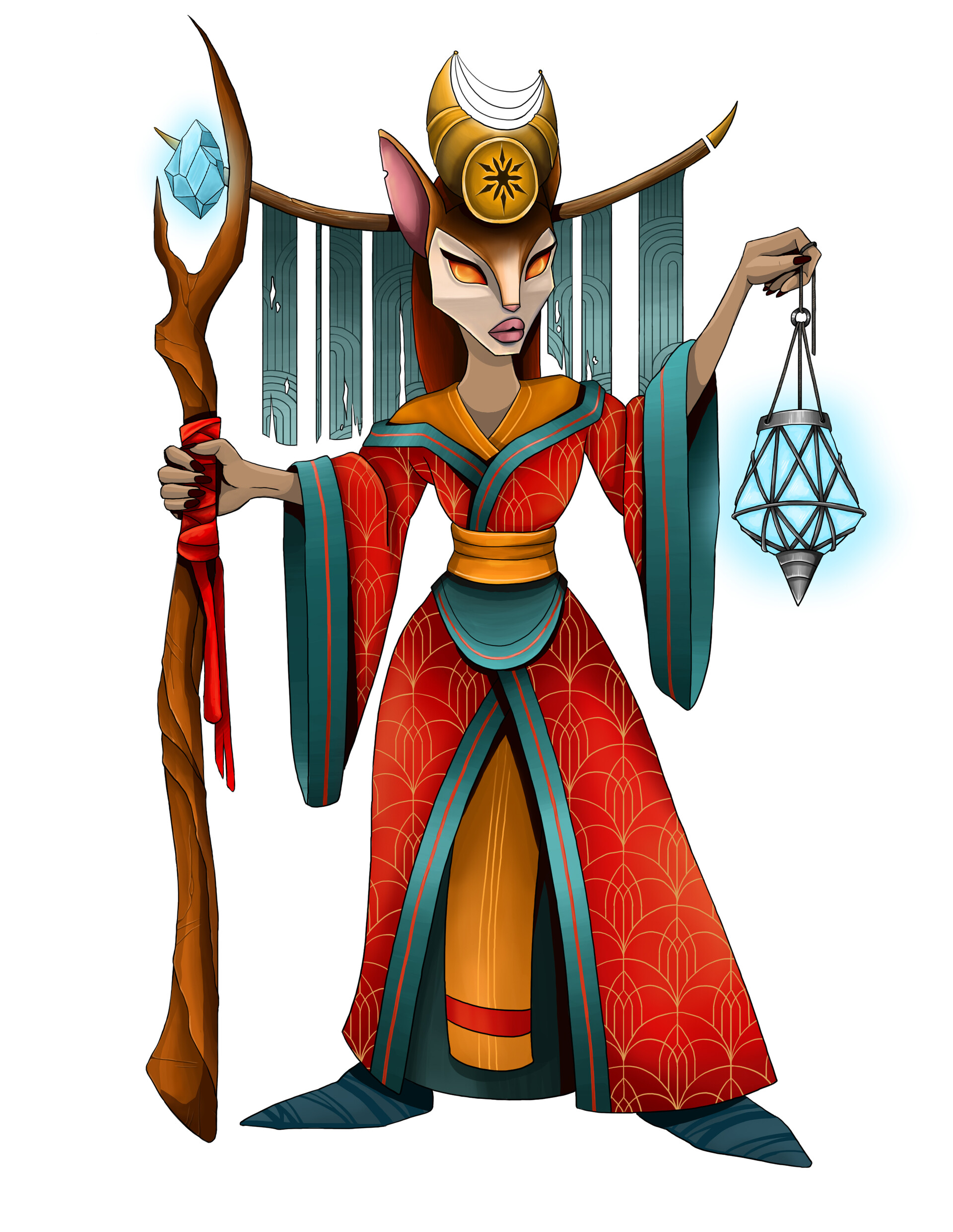 ArtStation - 2D hand painted fox witch character