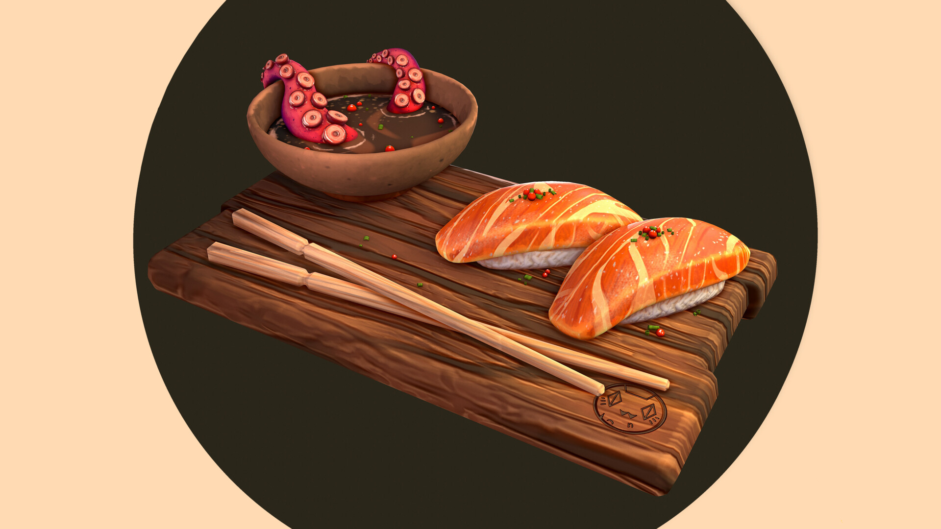 sushi illustrator 3d