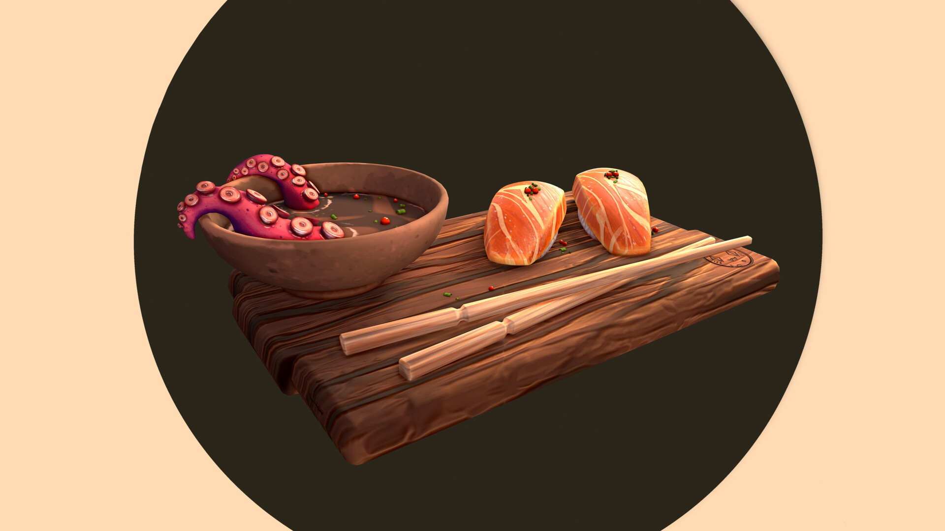 sushi illustrator 3d