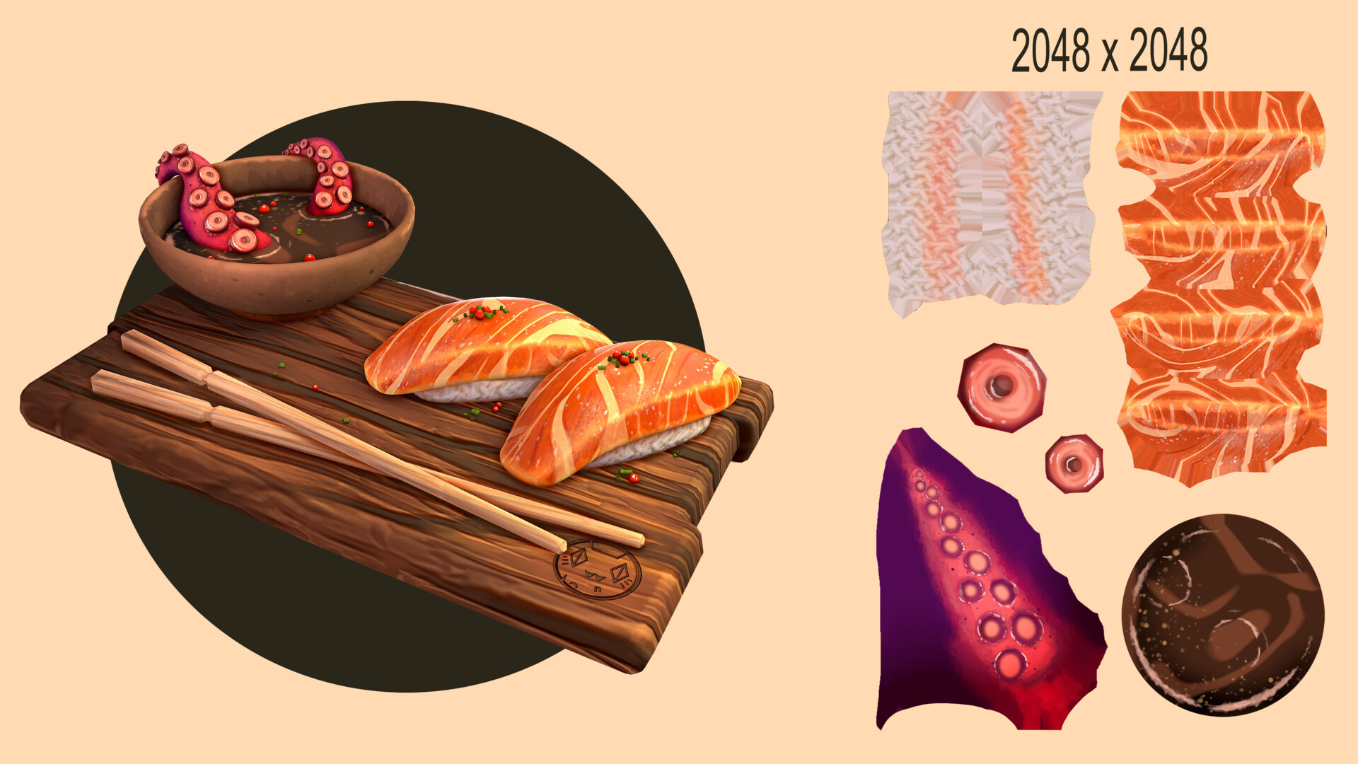 sushi illustrator 3d
