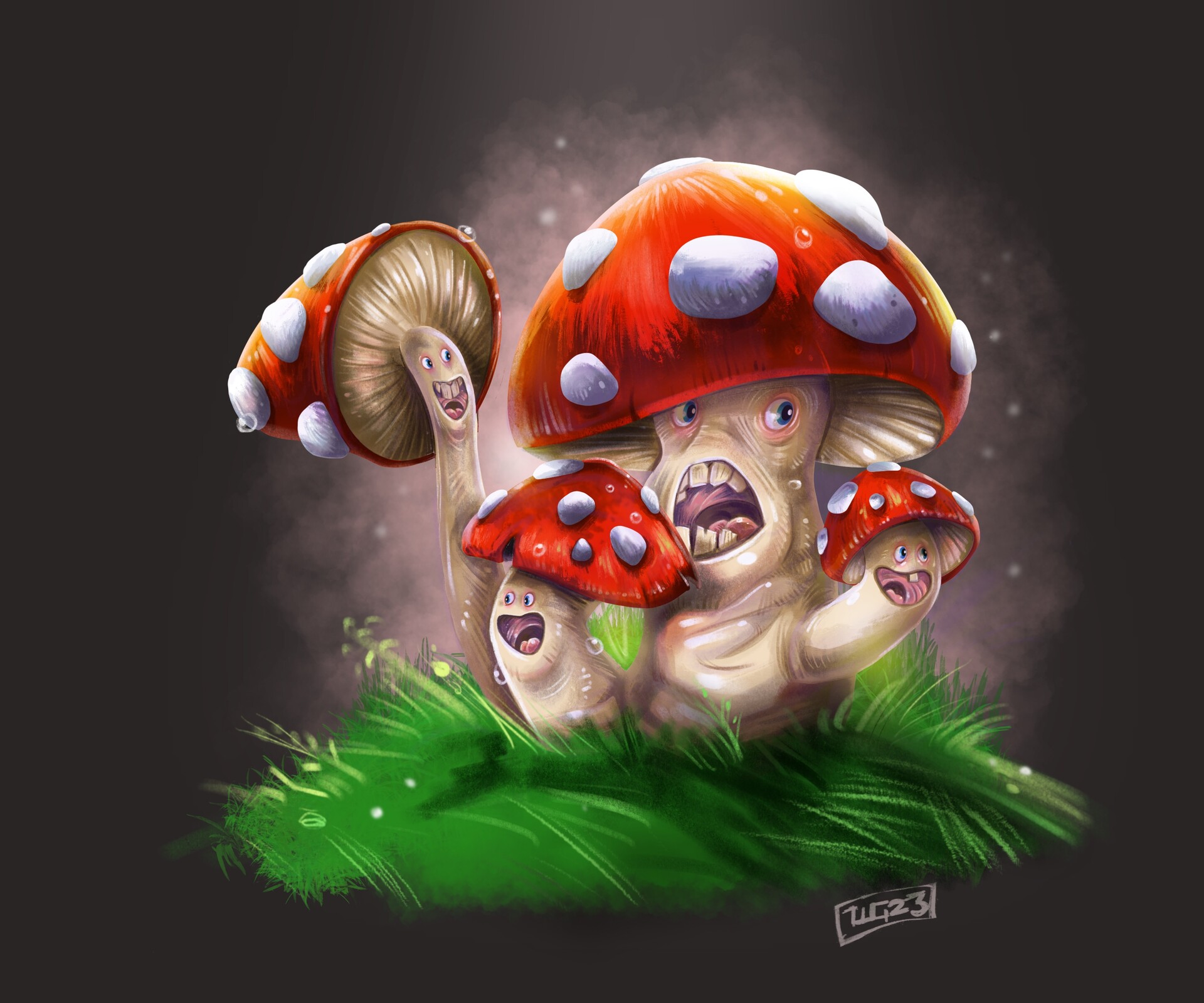 ArtStation - Fantasy Fly Agaric mushroom family
