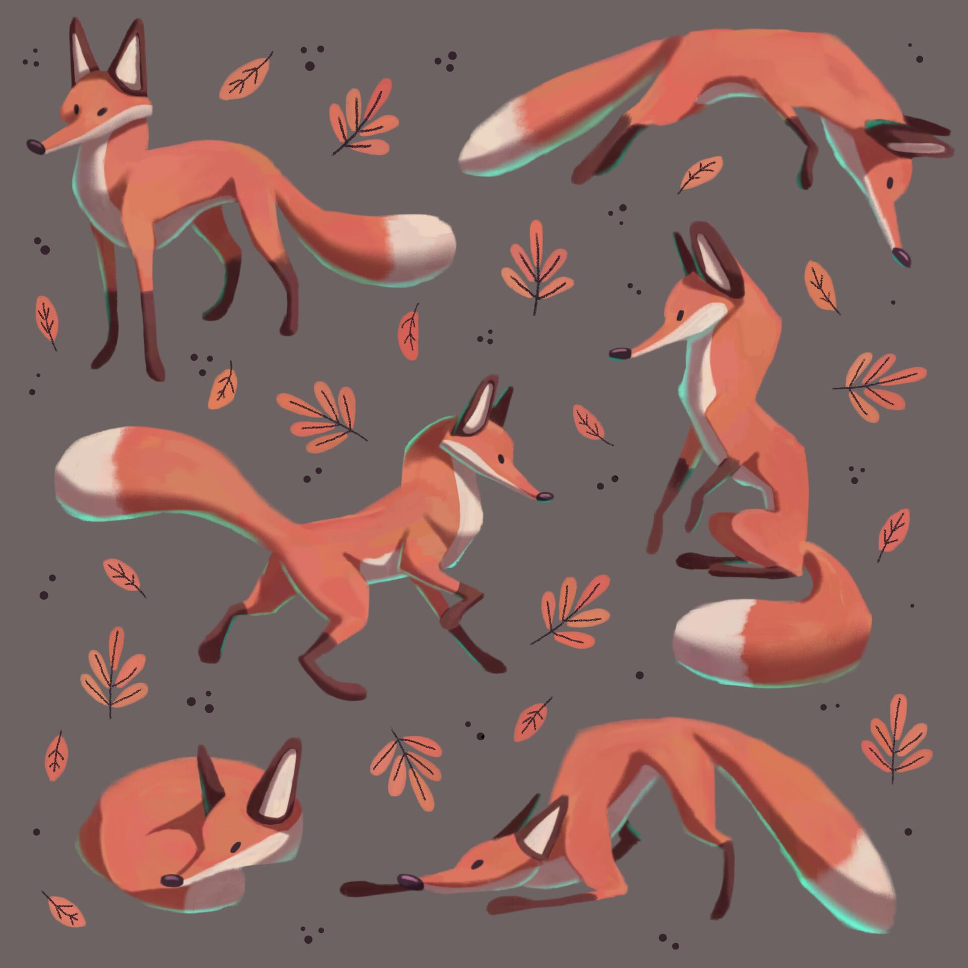 Grecia Morán - Stylized fox illustrations