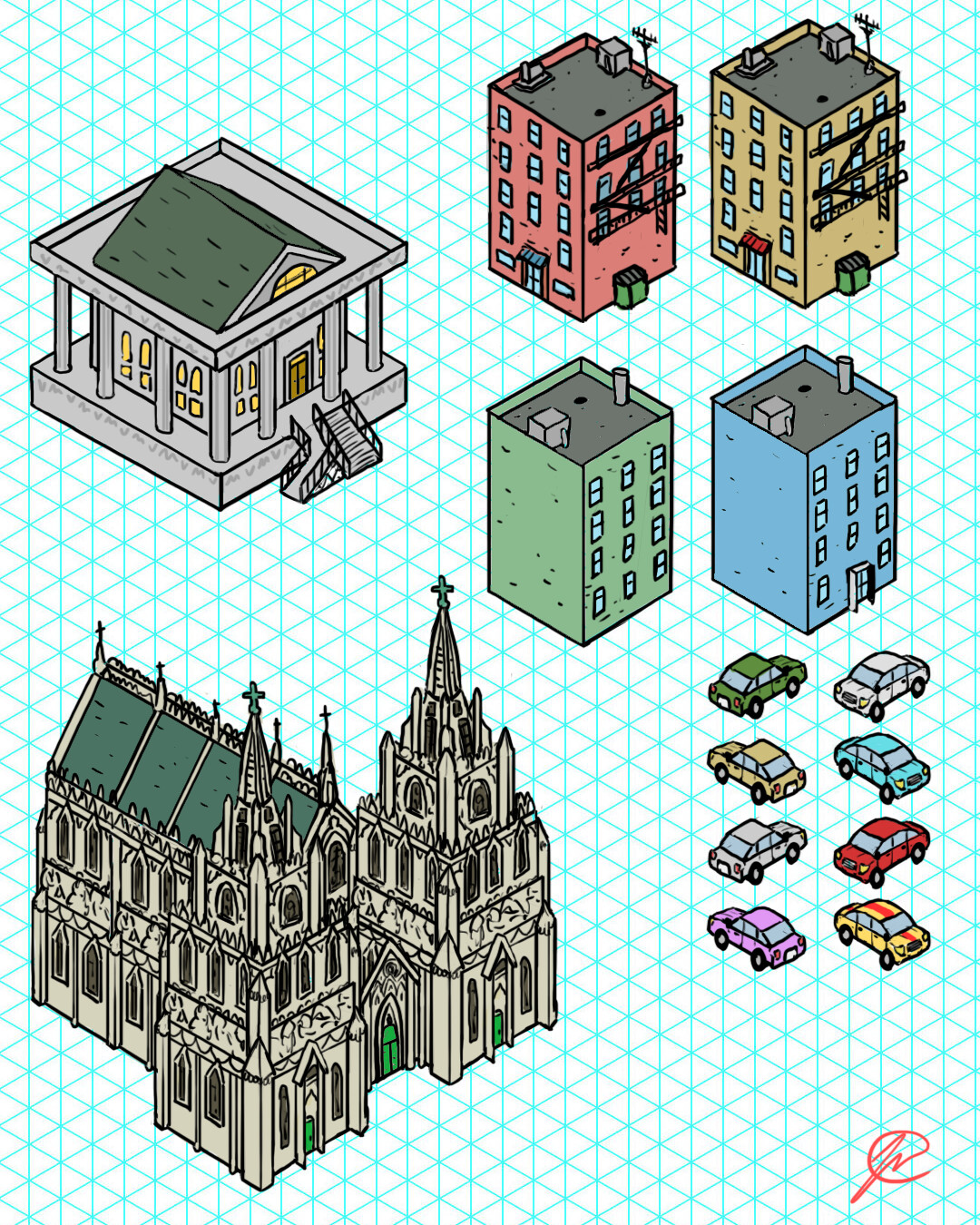 Zack Wall - Isometric Cityscapes I