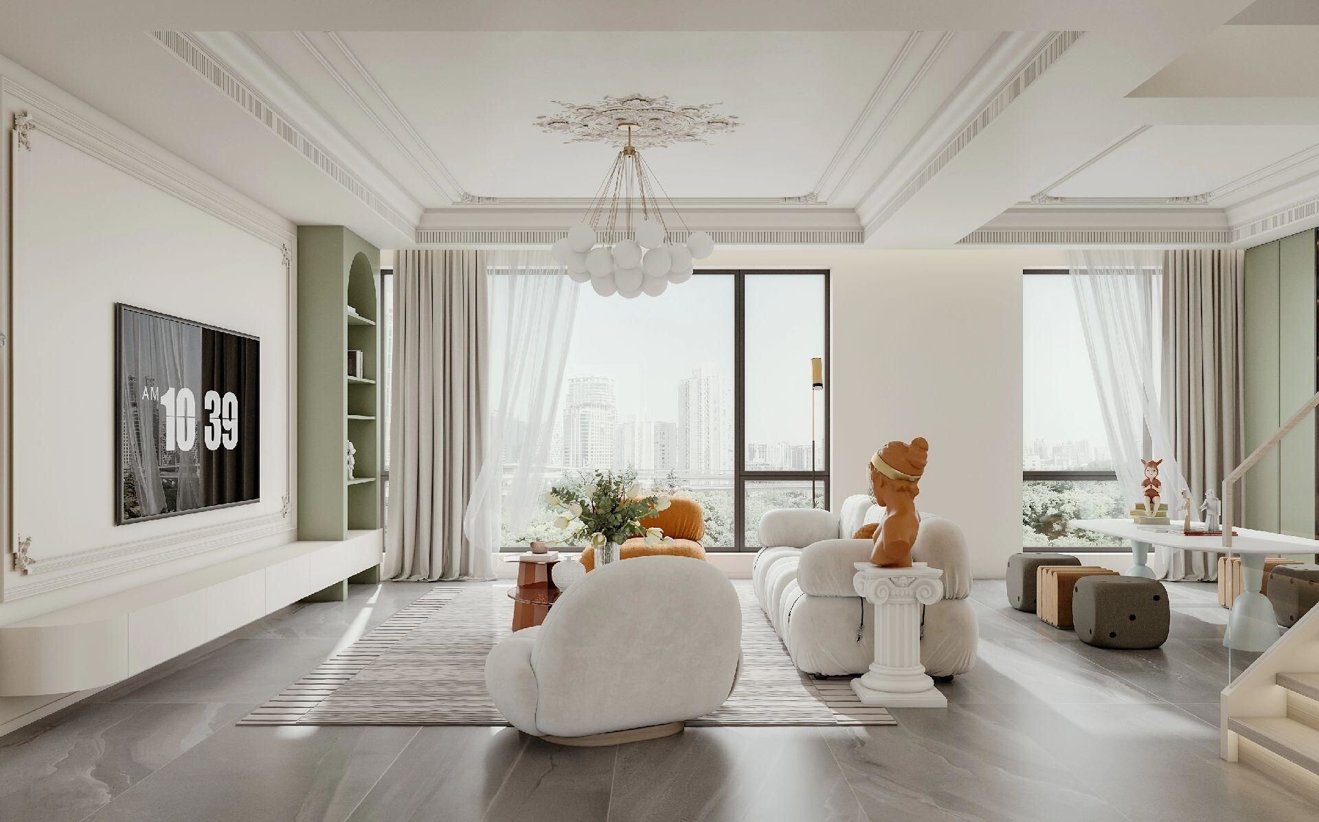 Grace Long - 3D interior visualization of French romantic apartment