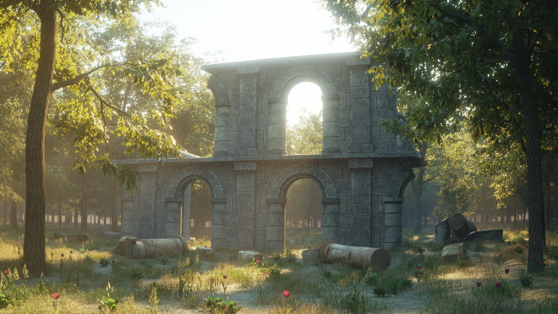 ArtStation - Ruins in a forest - Free scatter download for Blender