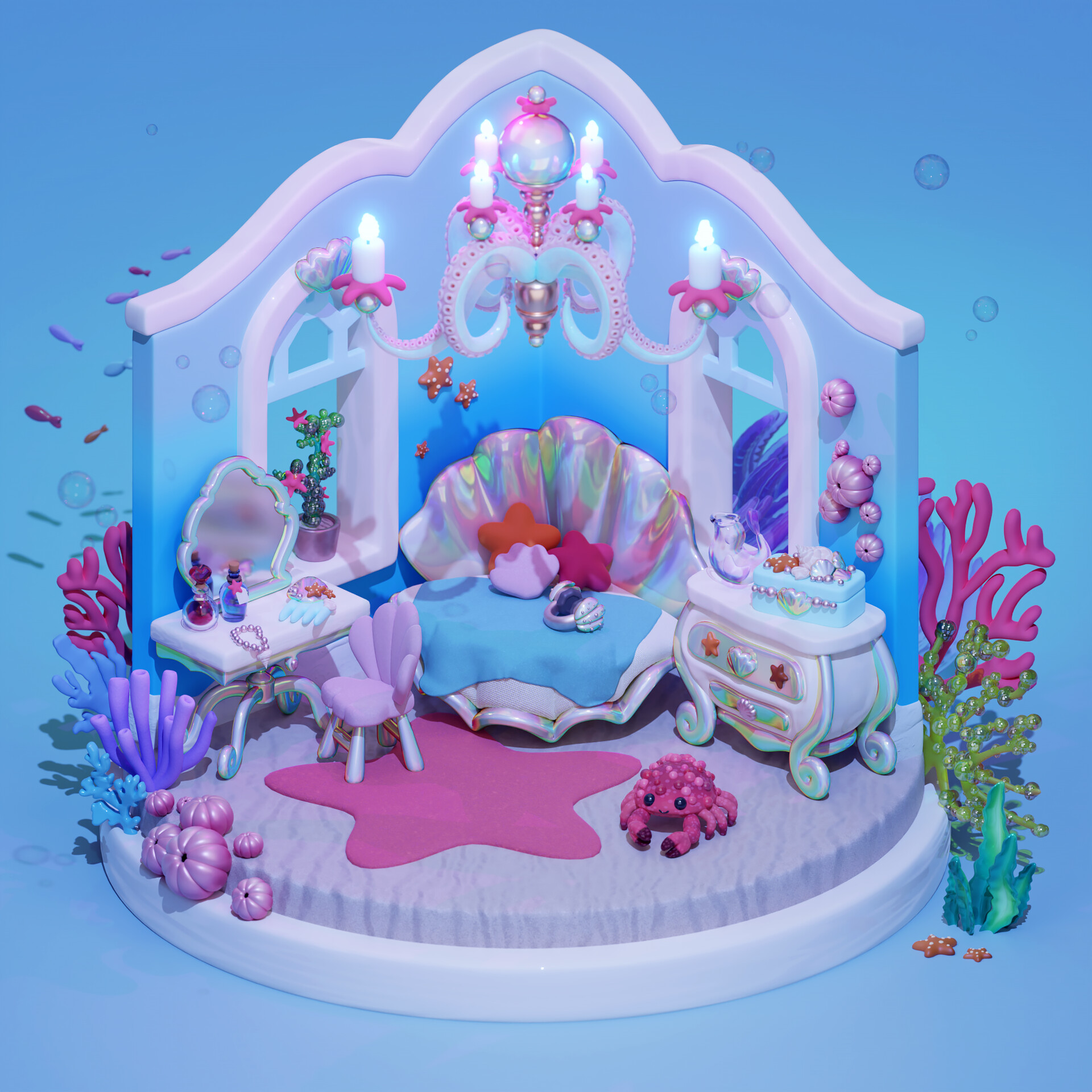 ArtStation - Mermaid isometric room